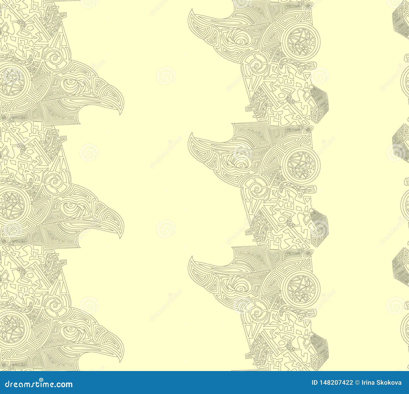 Vector Beige Background with Drawn Eagles. Seamless Texture Stock ...