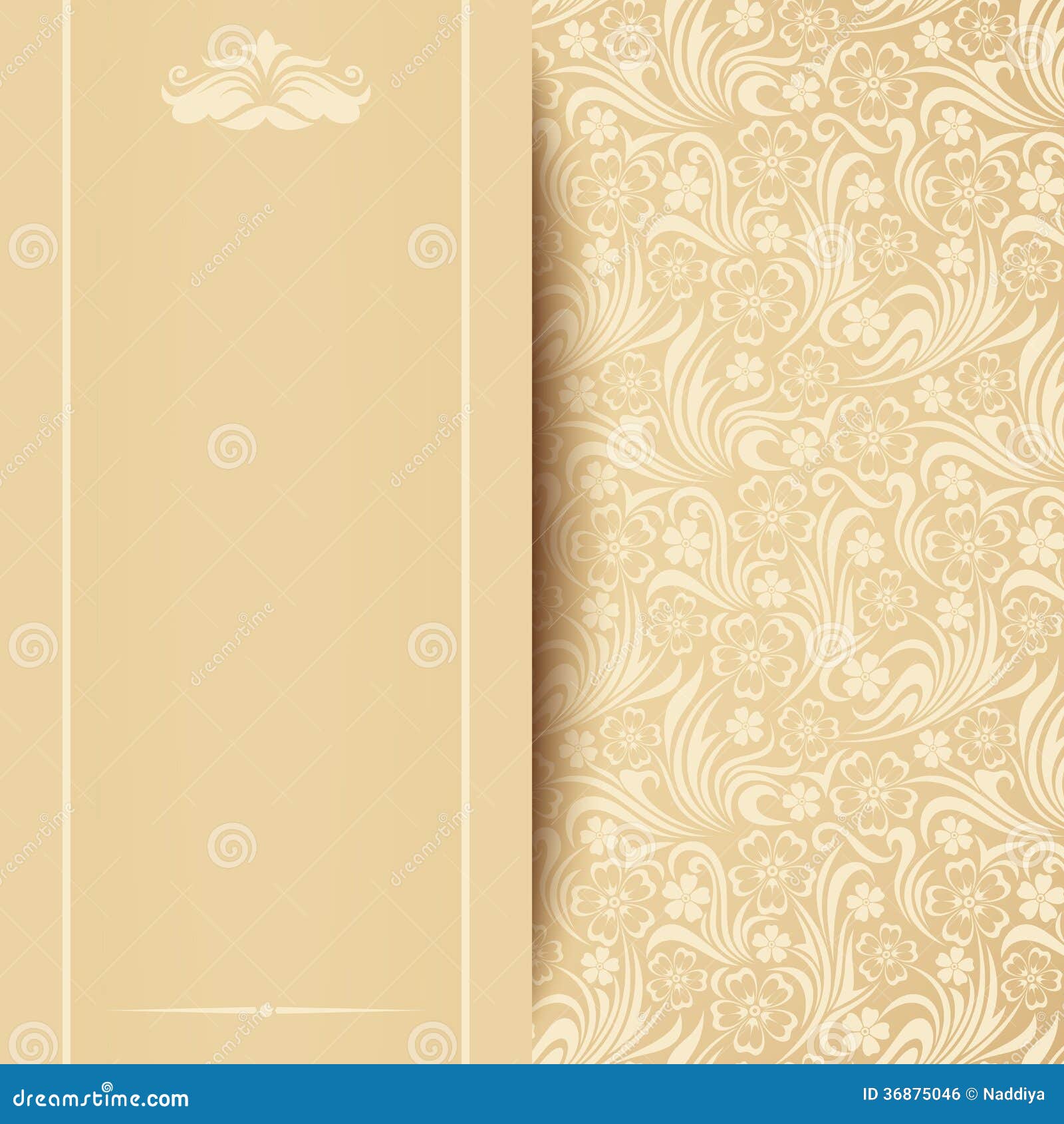 Vector Beige Card With Floral Pattern. Stock Vector - Illustration of ...