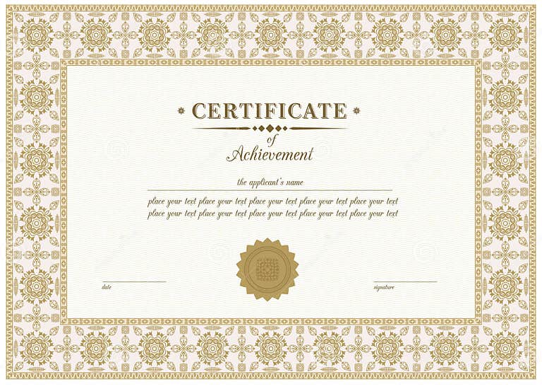 Vector beige certificate stock illustration. Illustration of ornament ...