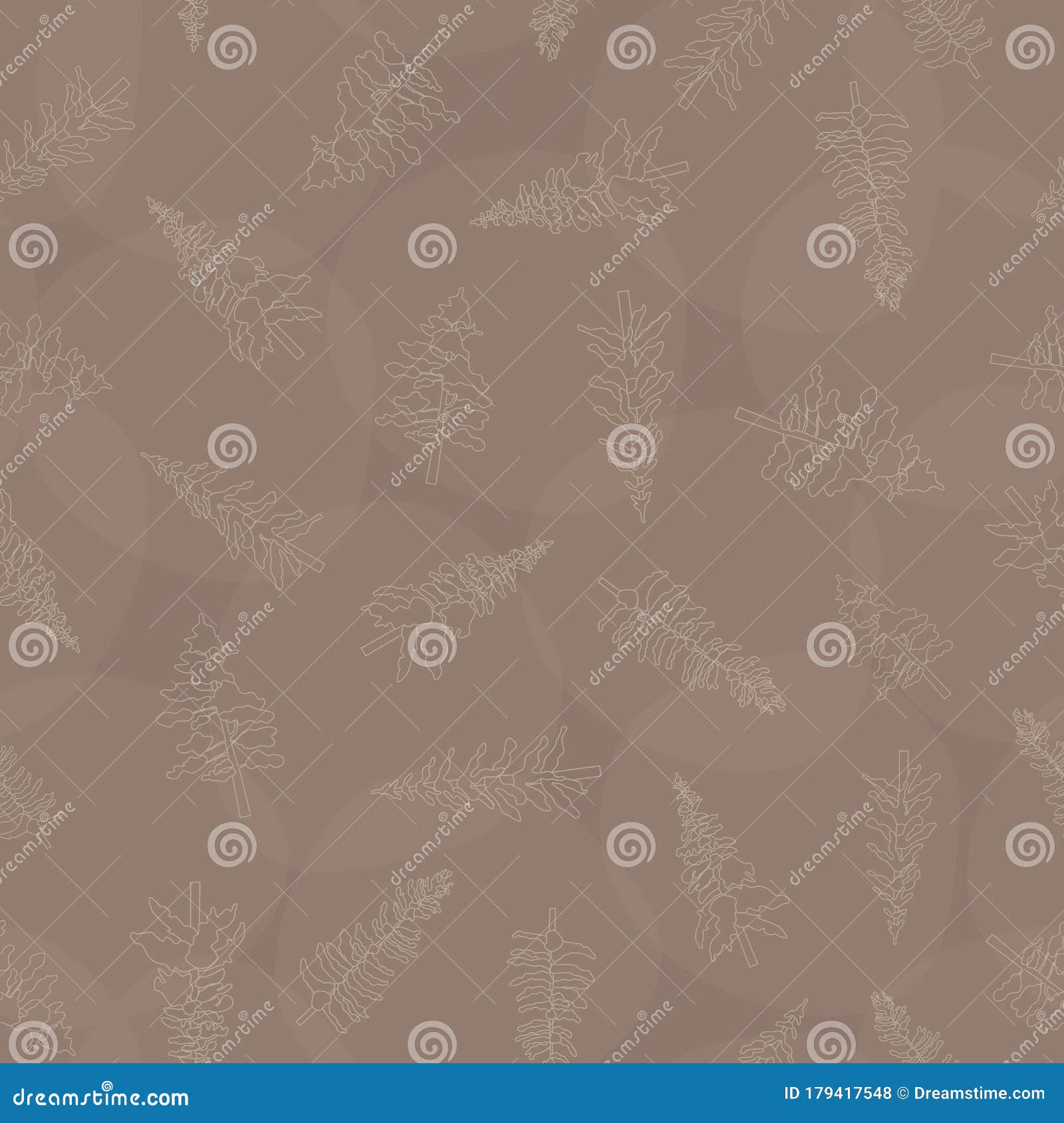 Vector Beige Tree Line Art on Brown Background Seamless Repeat Pattern ...