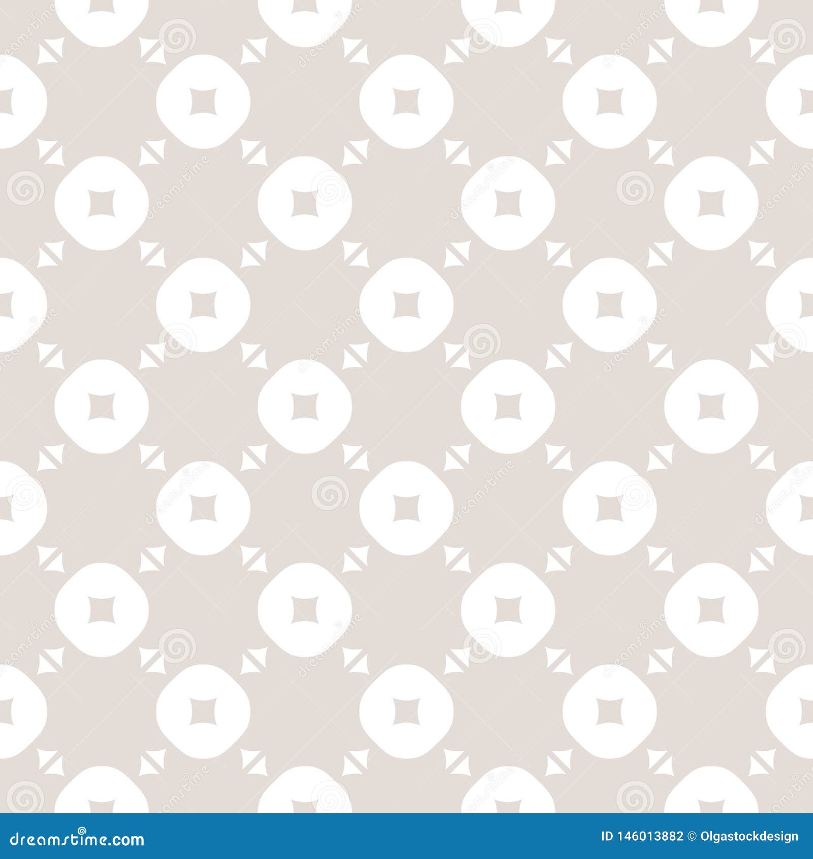 Vector Beige and White Seamless Pattern with Circles, Squares and ...