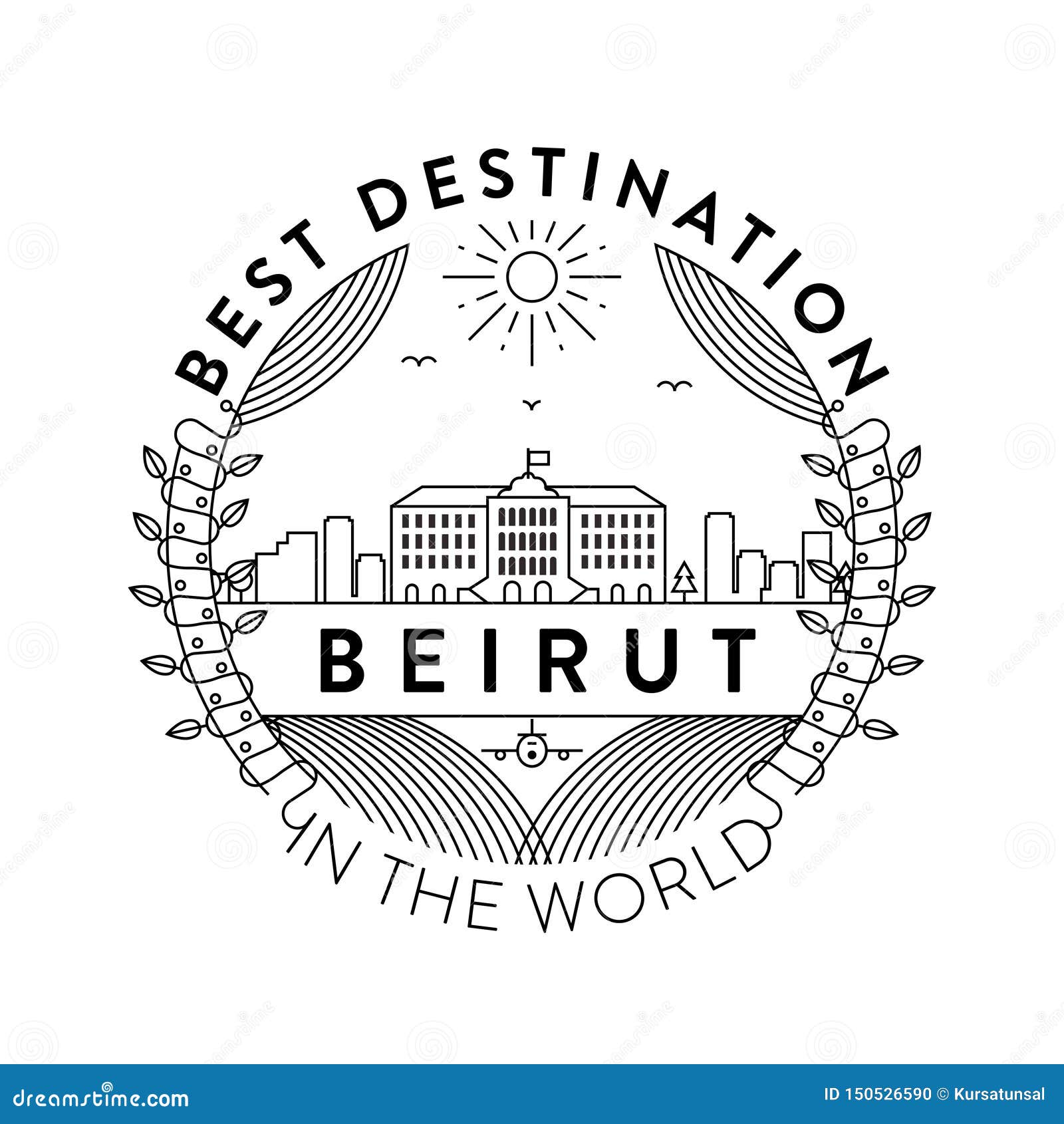 Vector Beirut City Badge, Linear Style Stock Illustration ...