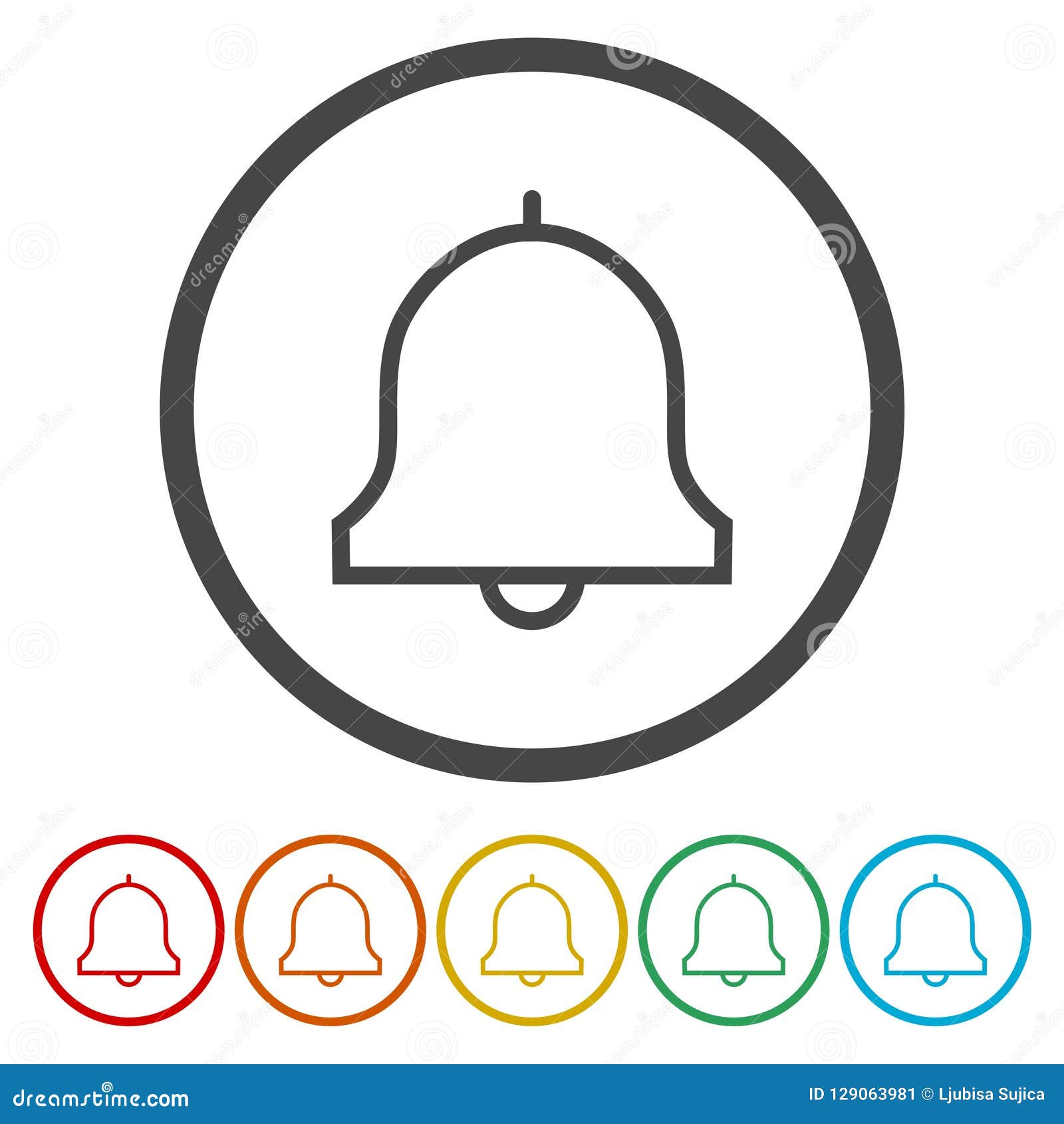 Vector Bell Icon. Flat Design Style Stock Vector - Illustration of ...