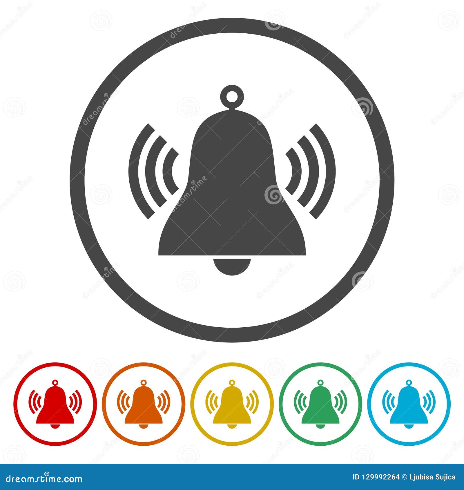 Vector Bell Icon Symbol stock vector. Illustration of handbell - 129992264