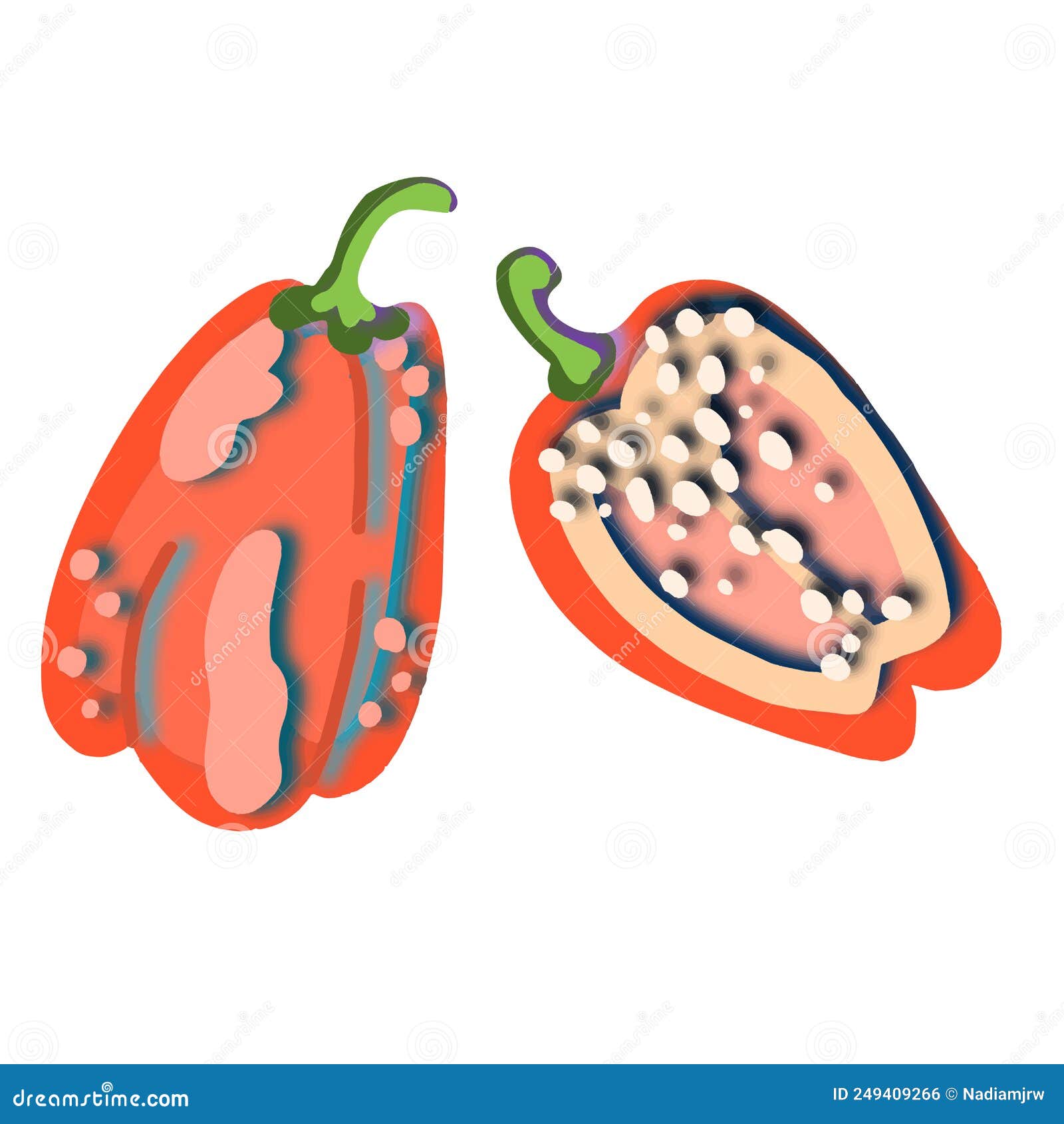 Vector Bell Pepper Drawn in Paper Cut Style. Ripe Vegetable ...