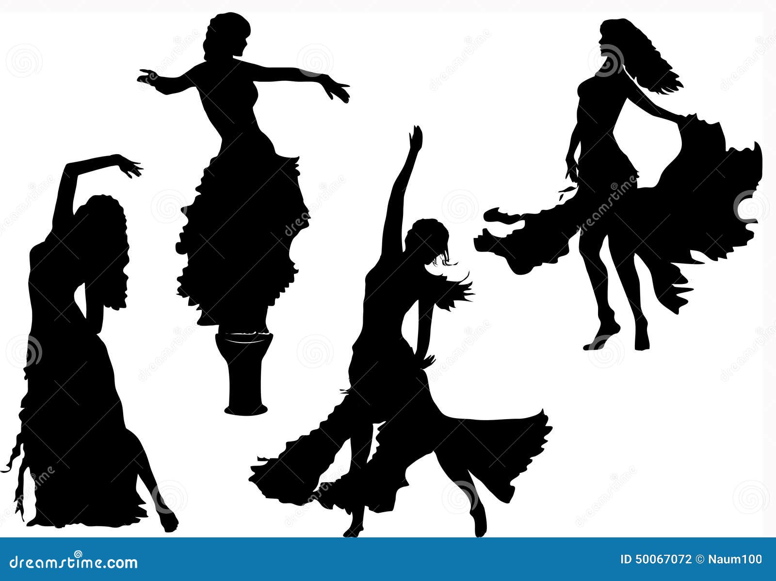 Vector Belly Dancing Black Woman Silhouette On White | CartoonDealer ...