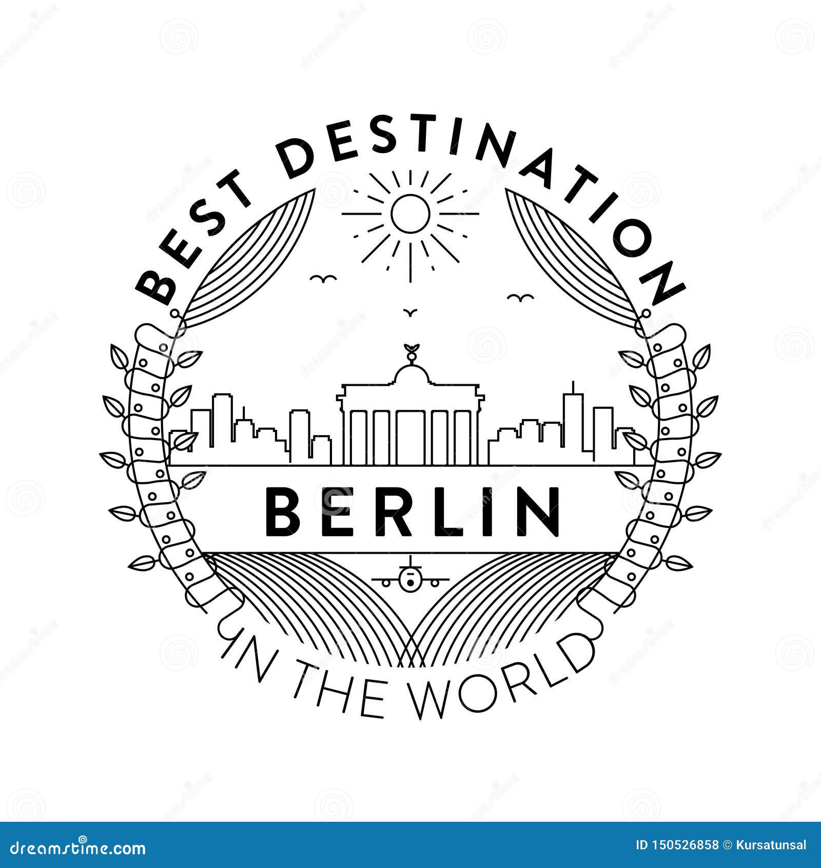 Vector Berlin City Badge, Linear Style Stock Illustration ...