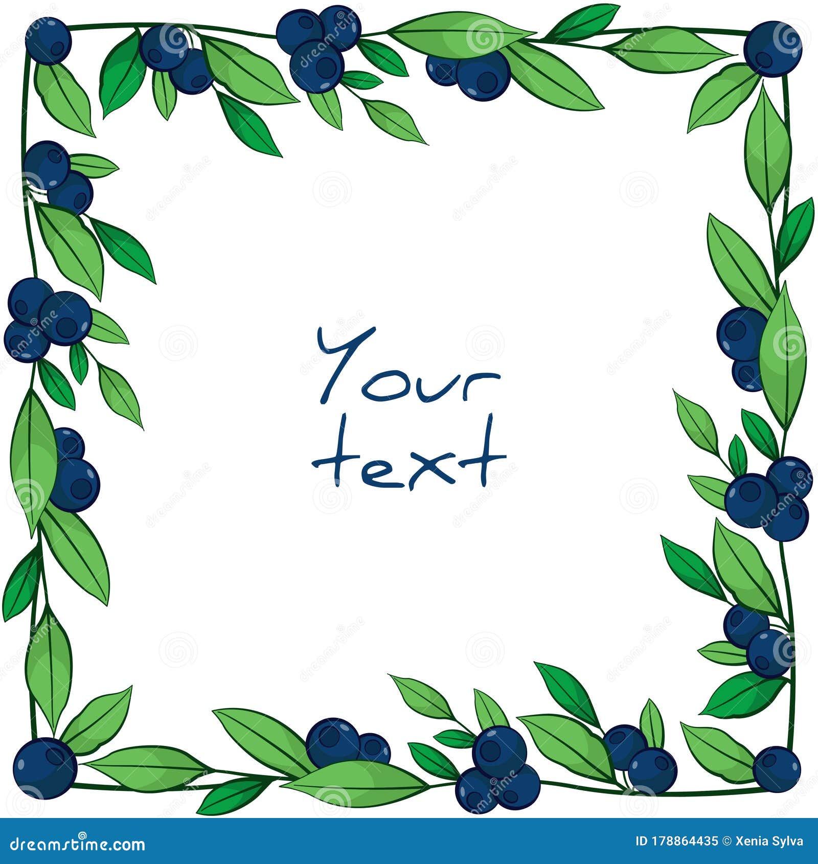 Vector Berry Frame; Square Frame with Blueberries. Stock Vector ...