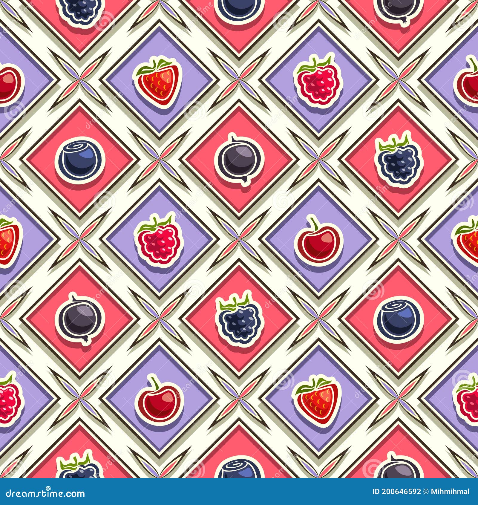 Vector Berry Seamless Pattern Stock Vector - Illustration of currant ...