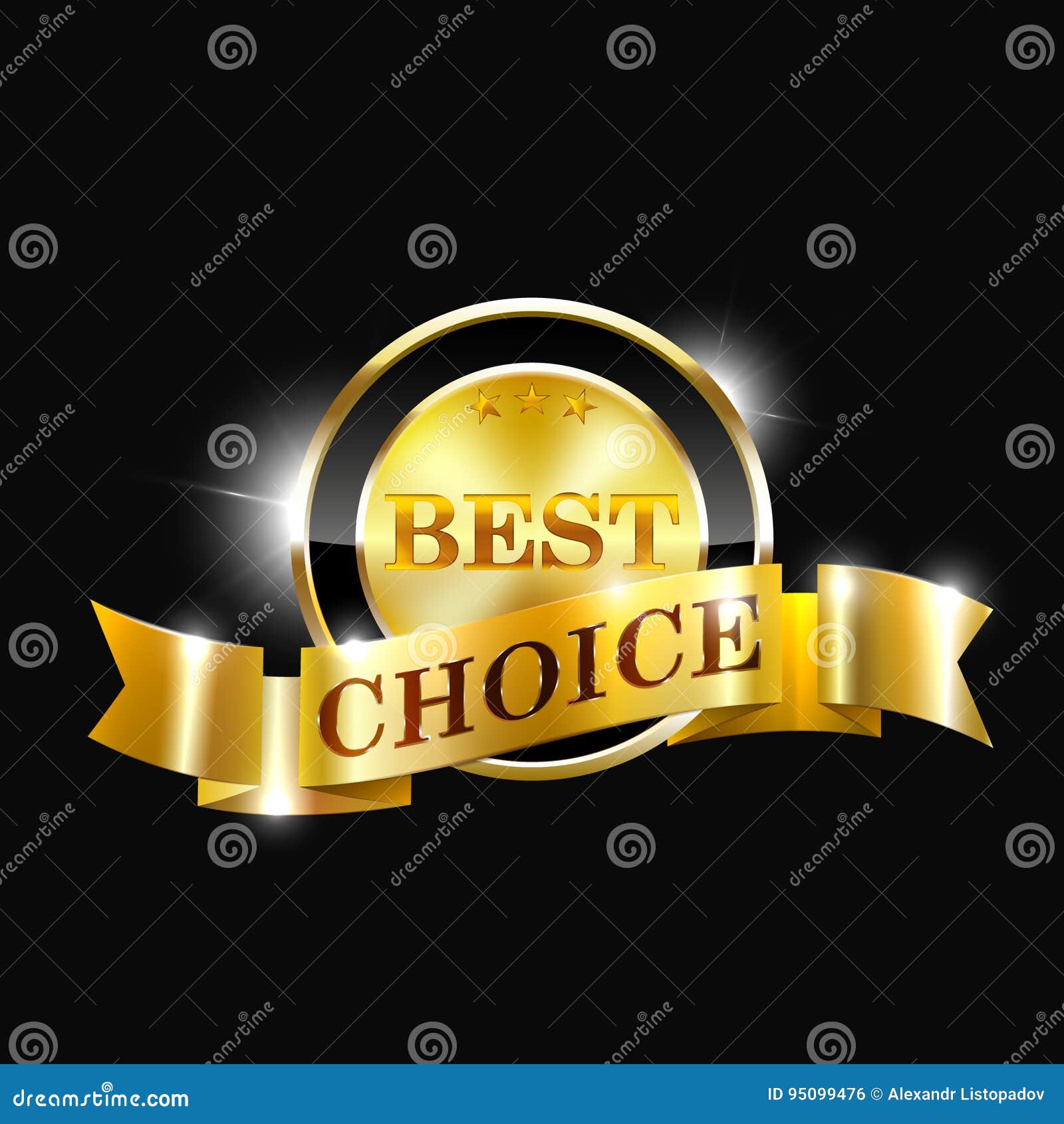 Vector Best Choice Label with Gold Ribbon. Stock Vector - Illustration ...
