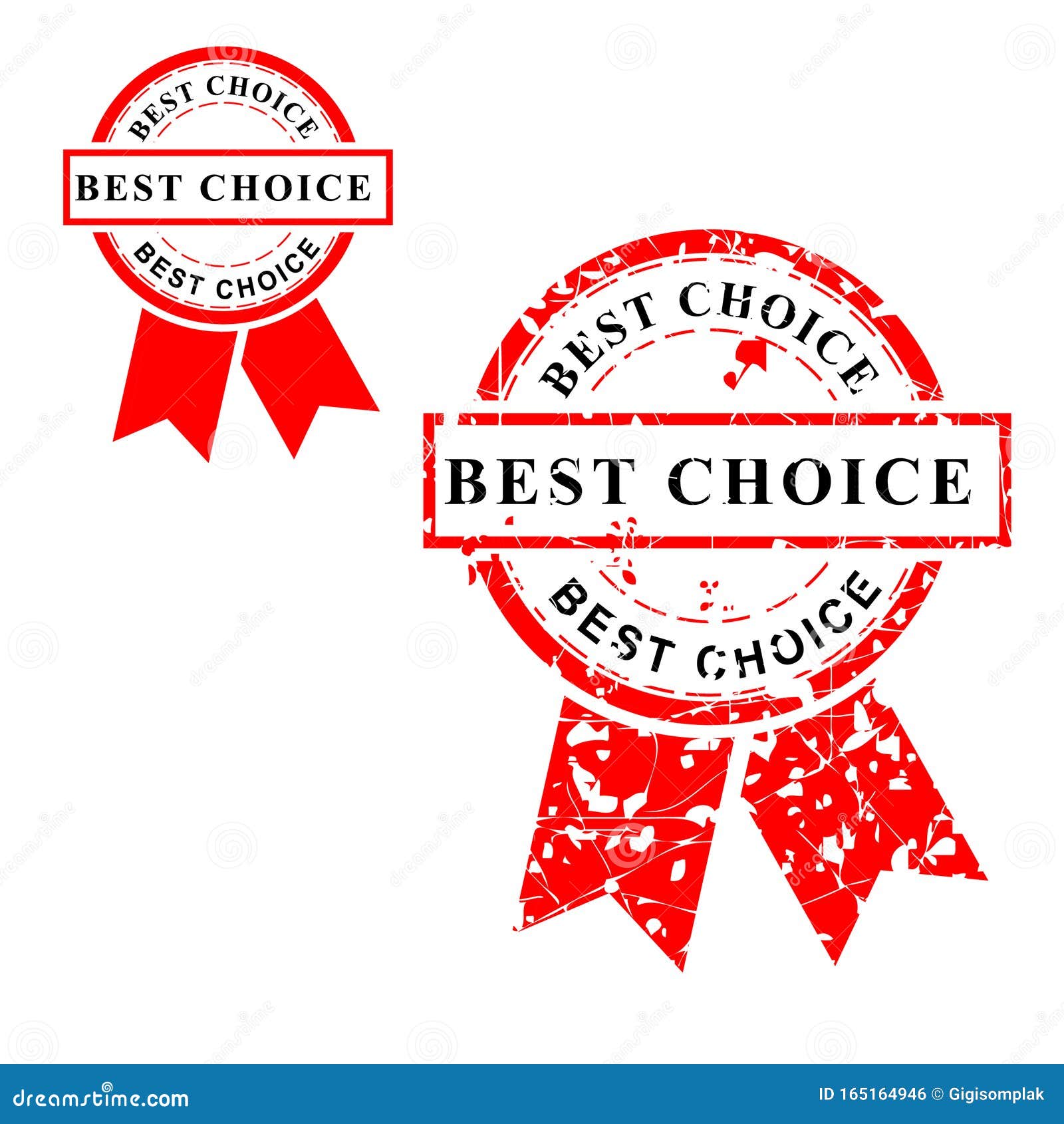 Vector Best Choice, 2 Style Scratch Circle Red Rubber Stamp, Isolated ...