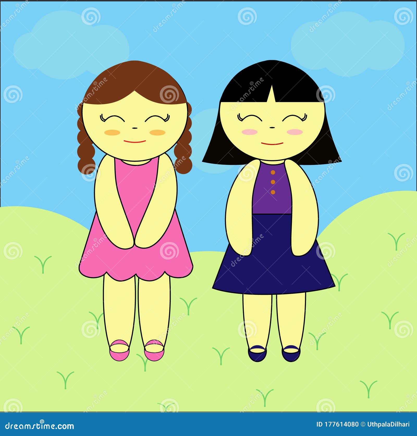 Friends Buddies Activities Flat Icons Set Cartoon Vector ...