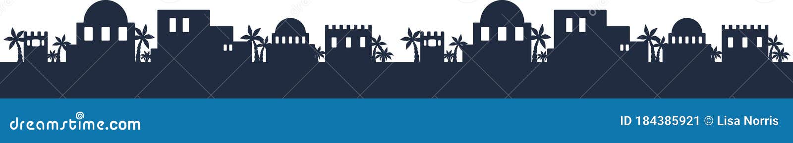 Vector Bethlehem Skyline Silhouette Seamless Pattern Border Stock ...