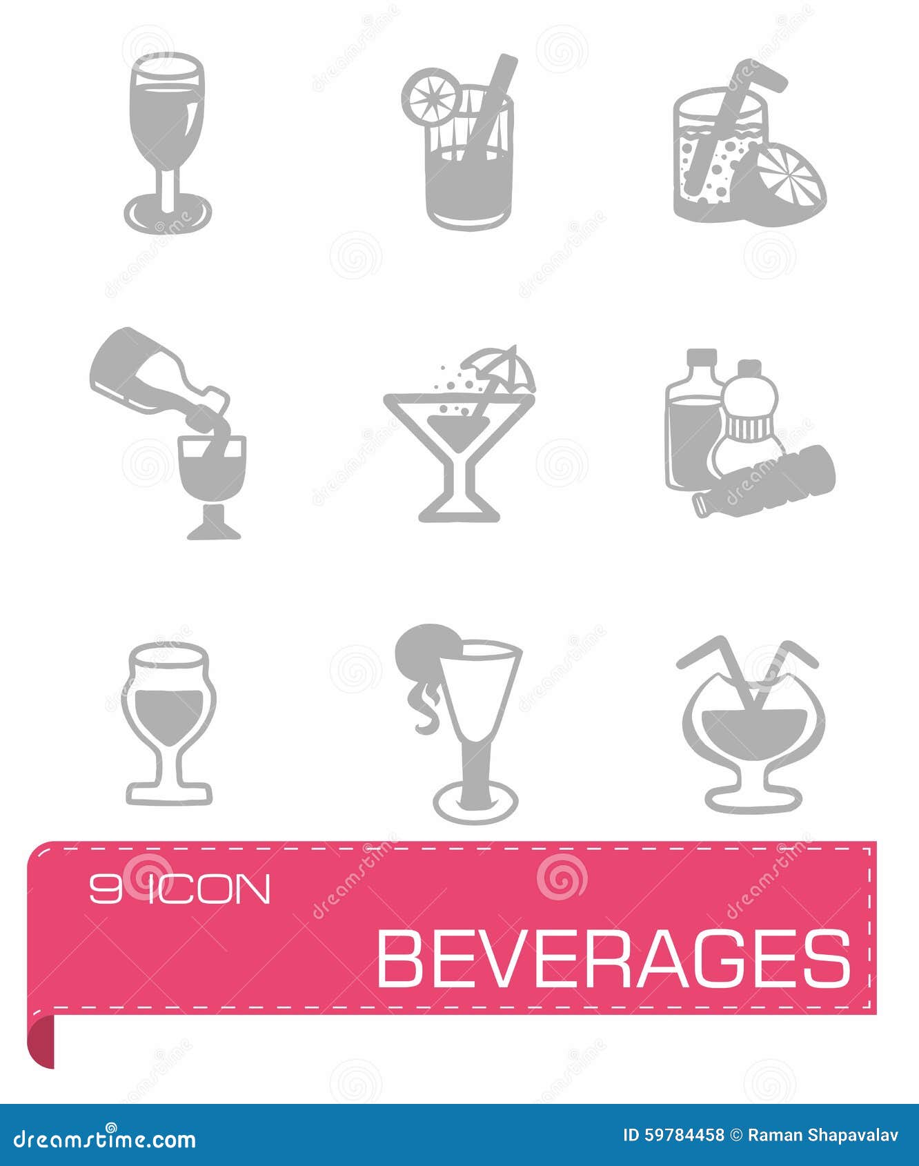 Vector beverages icon set stock vector. Illustration of icon - 59784458