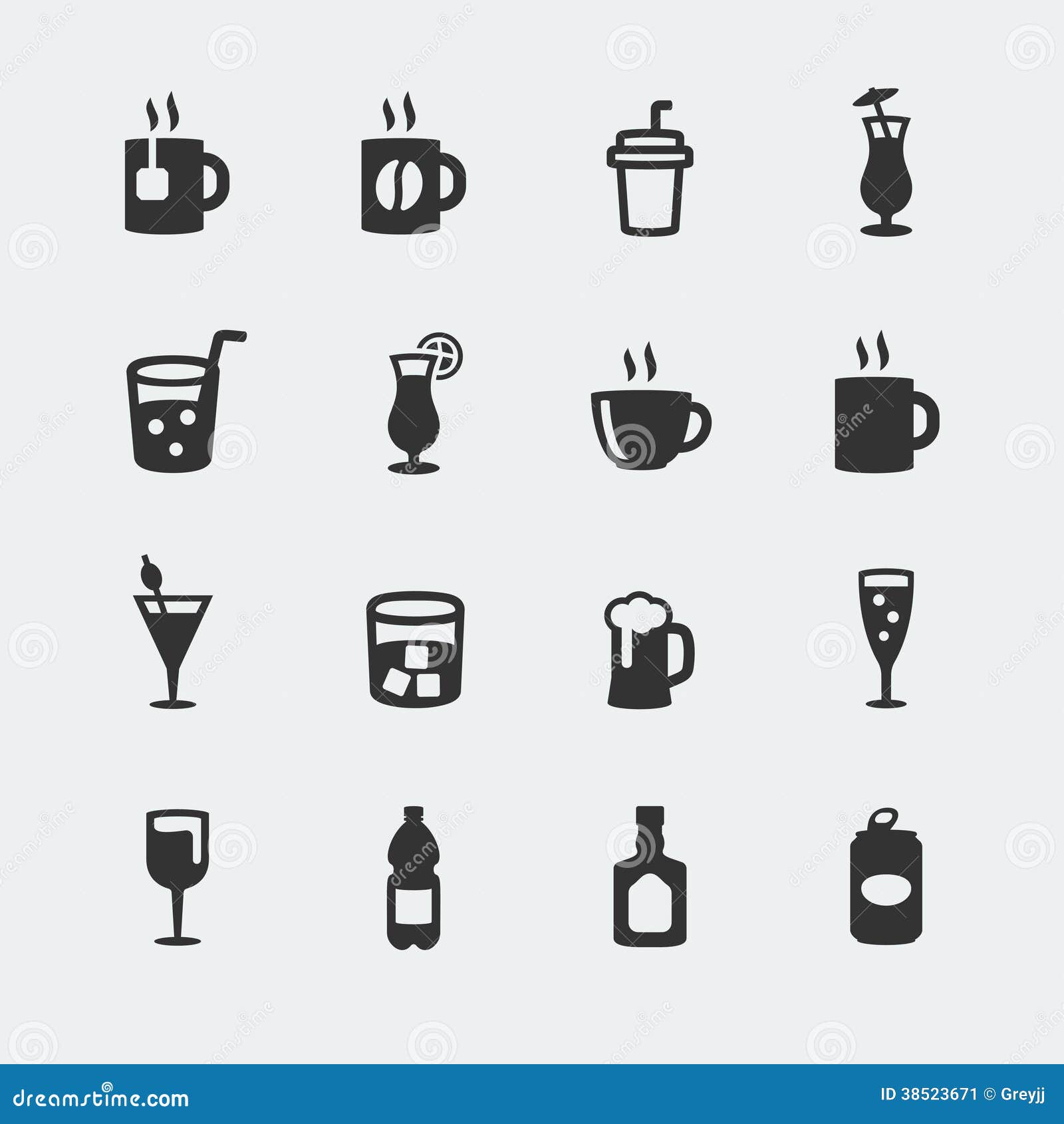 Vector beverages icons set stock vector. Illustration of glass - 38523671