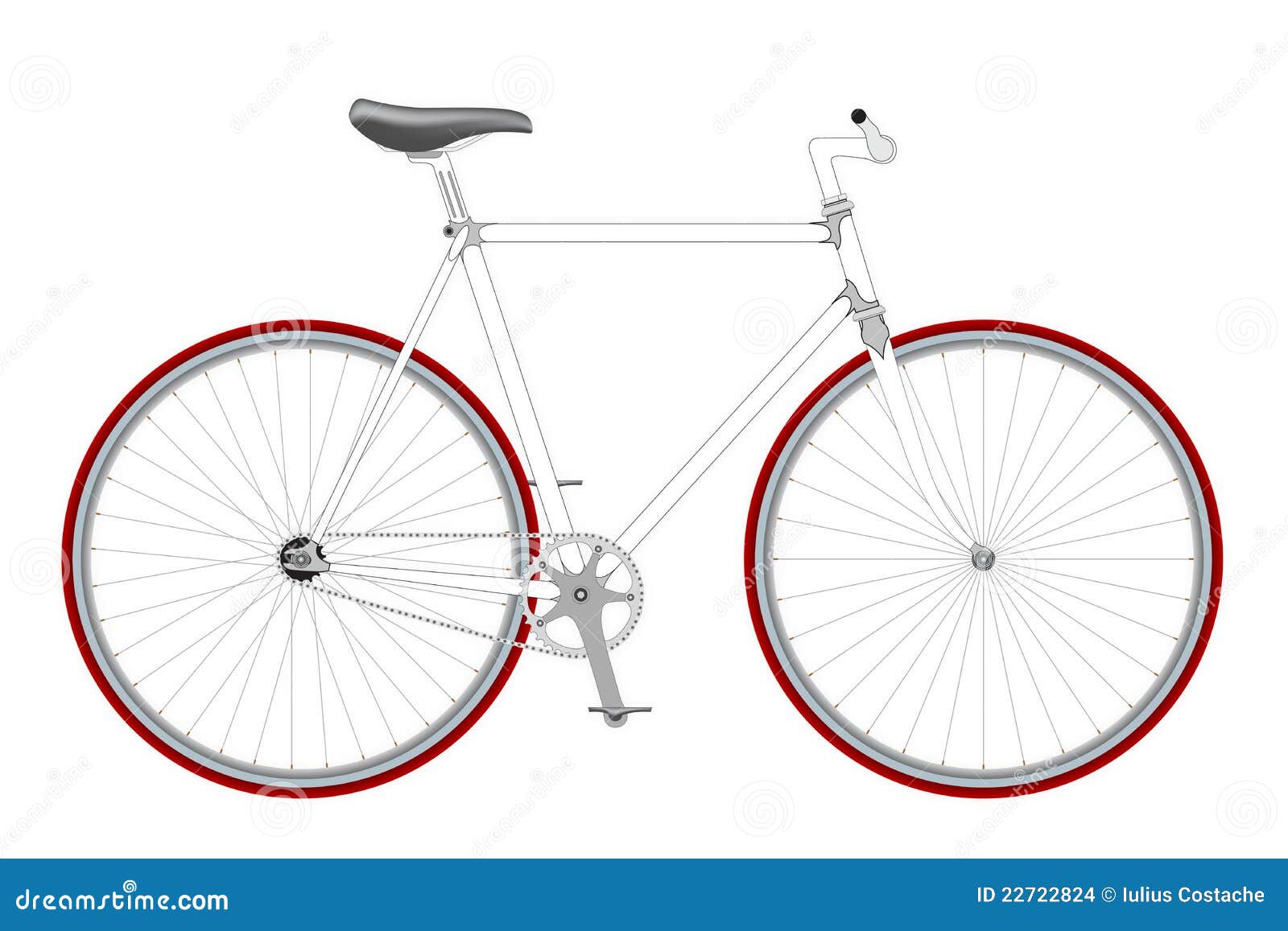 Bicycle Fixie Outline Drawing Icon, Side View, Vector Illustration ...