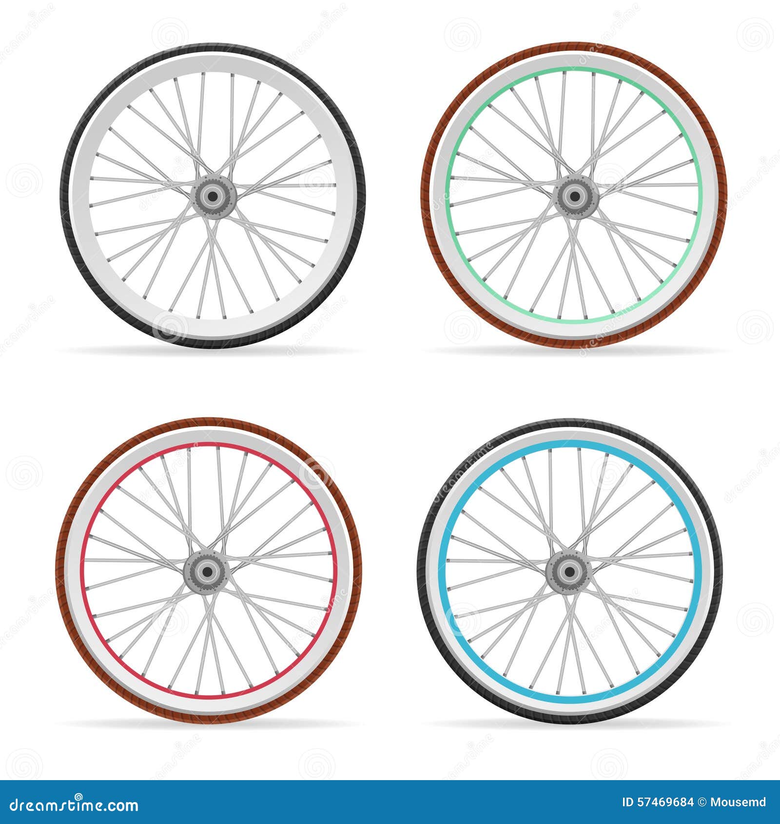 Vector Bicycle wheel set stock vector. Illustration of element - 57469684
