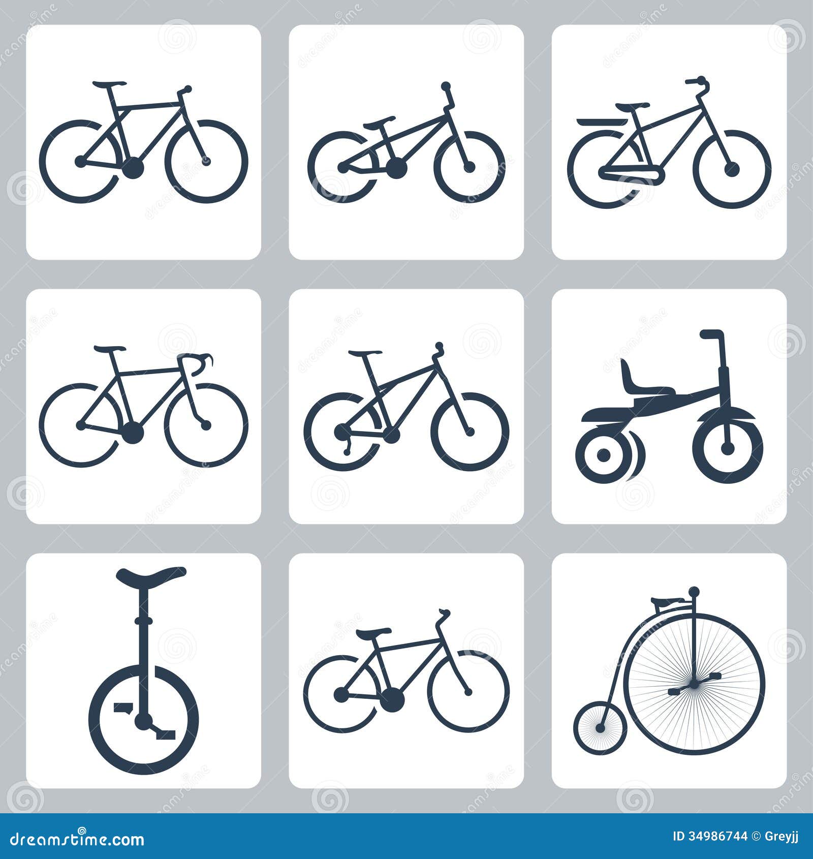Vector bicycles icons set stock vector. Illustration of side - 34986744