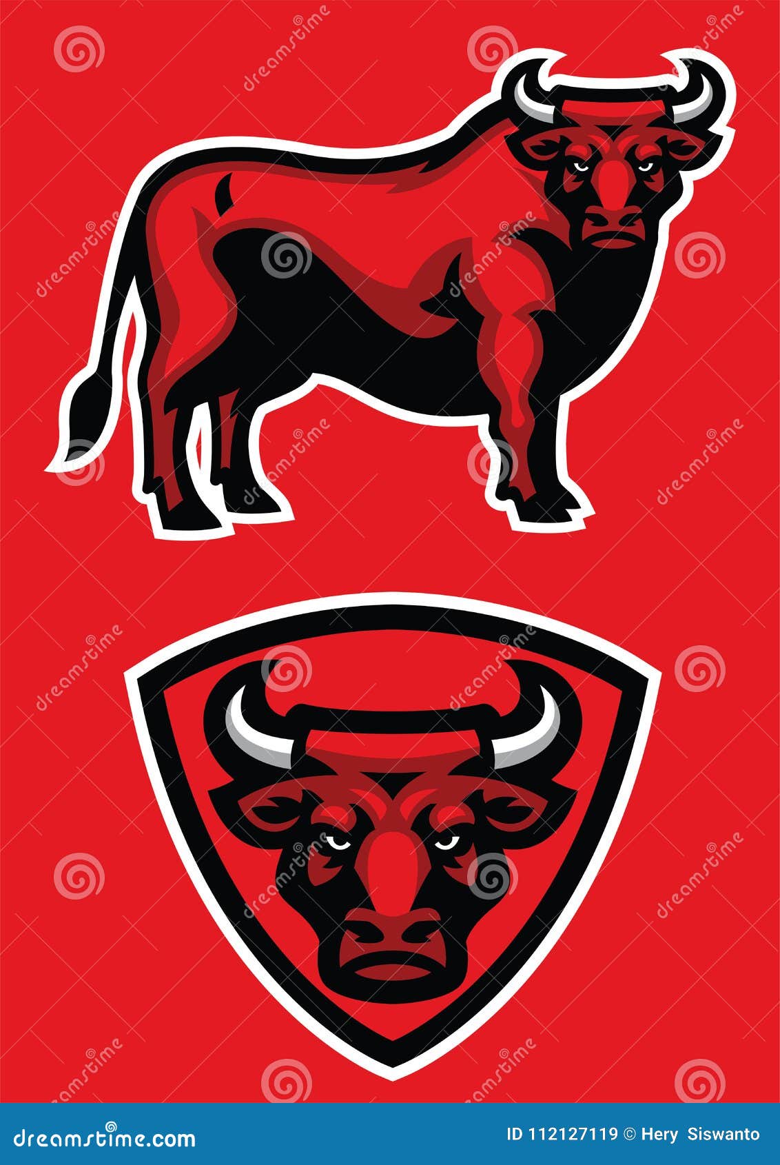 Big bull mascot set stock vector. Illustration of collection - 112127119