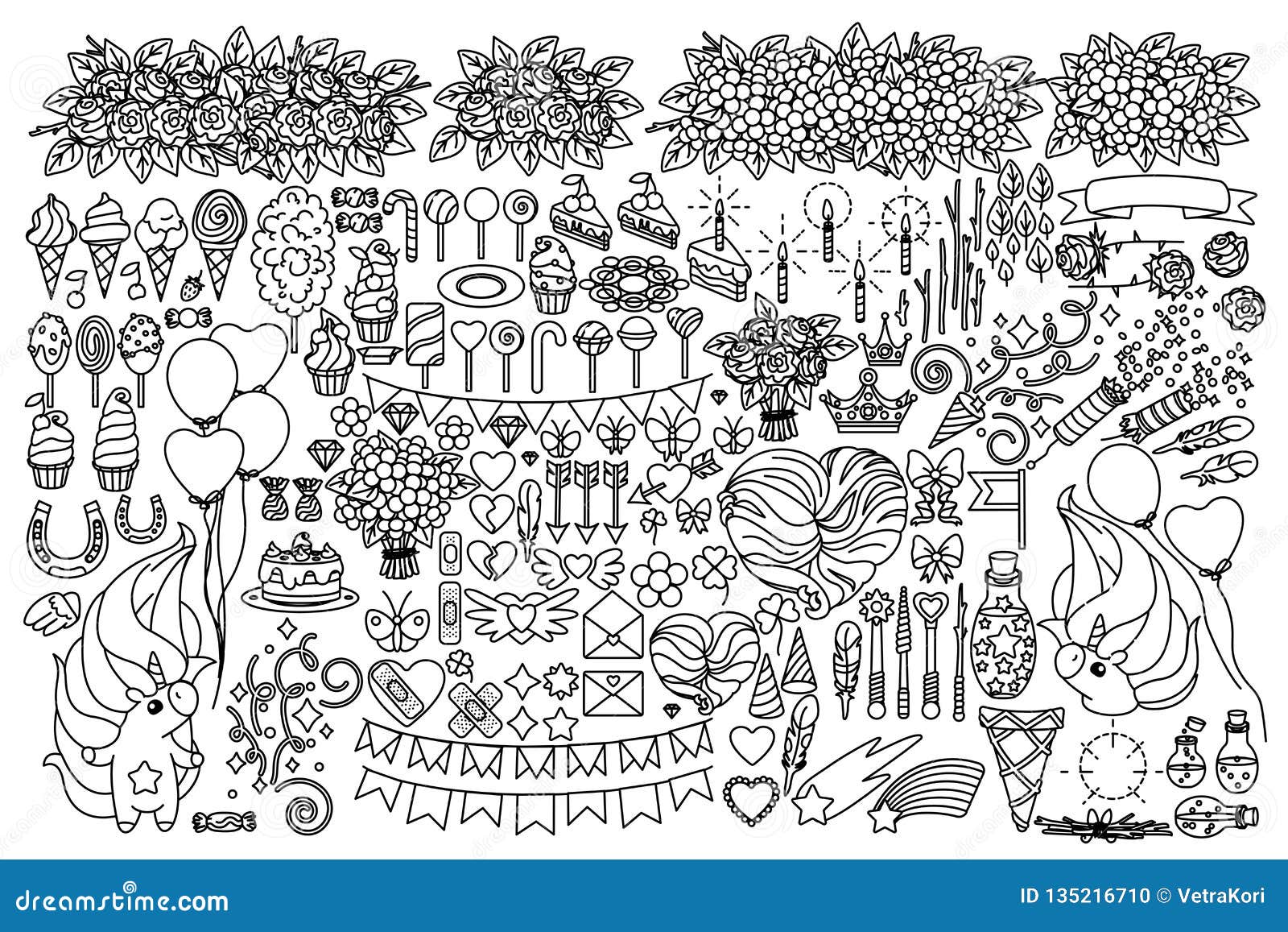 Vector Celebration Objects Set Stock Vector - Illustration of heart ...