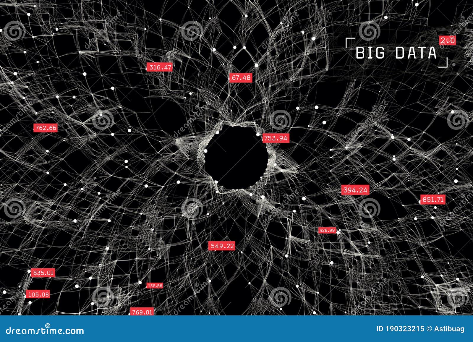 Vector Big Data Visualization. Visual Information Complexity. Big Data Analytics Representation ...