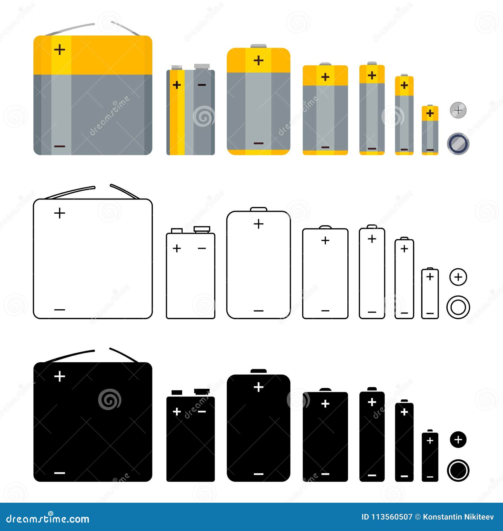 Vector Set Of Battery Icons. Different Types. Various Graphic Styles ...