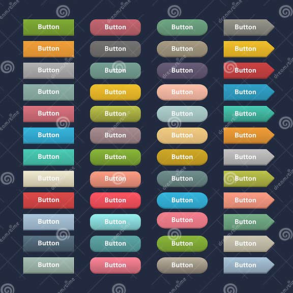 Vector Big Set Web Colorful Matte Buttons Stock Vector - Illustration ...