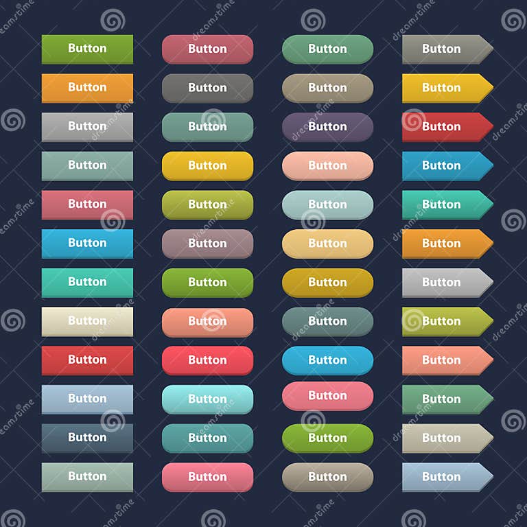 Vector Big Set Web Colorful Matte Buttons Stock Vector - Illustration ...