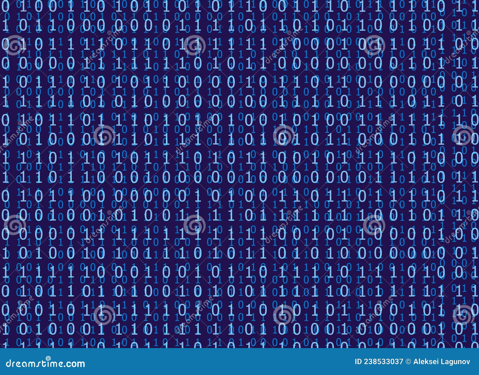 Vector Binary Code Bright Blue Background, 0 and 1 Numbers. Stock ...