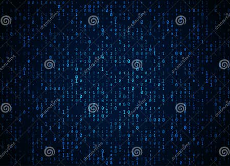 Vector Binary Code Dark Blue Background. Big Data and Programming Hacking, Deep Decryption and ...