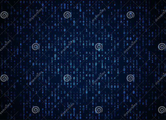 Vector Binary Code Dark Blue Background. Big Data and Programming Hacking, Deep Decryption and ...