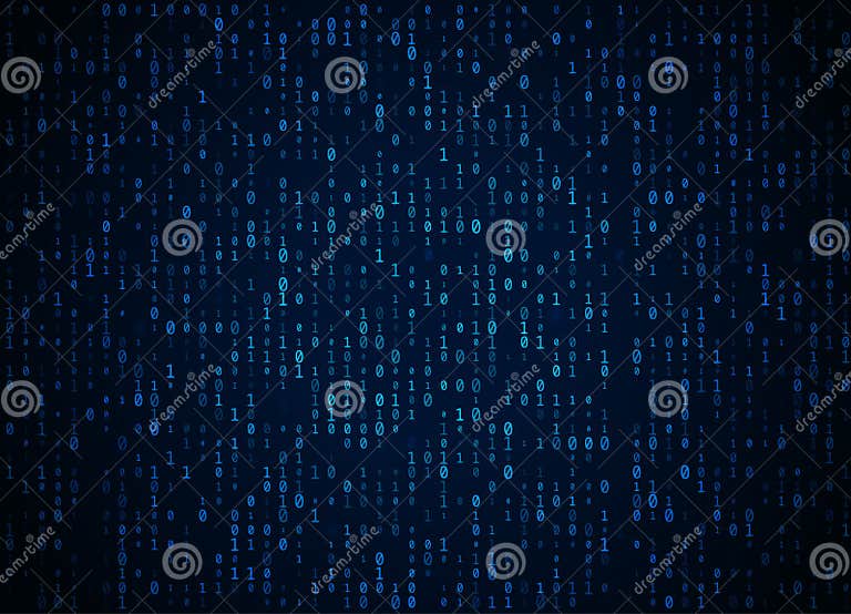 Vector Binary Code Dark Blue Background. Big Data and Programming Hacking, Deep Decryption and ...