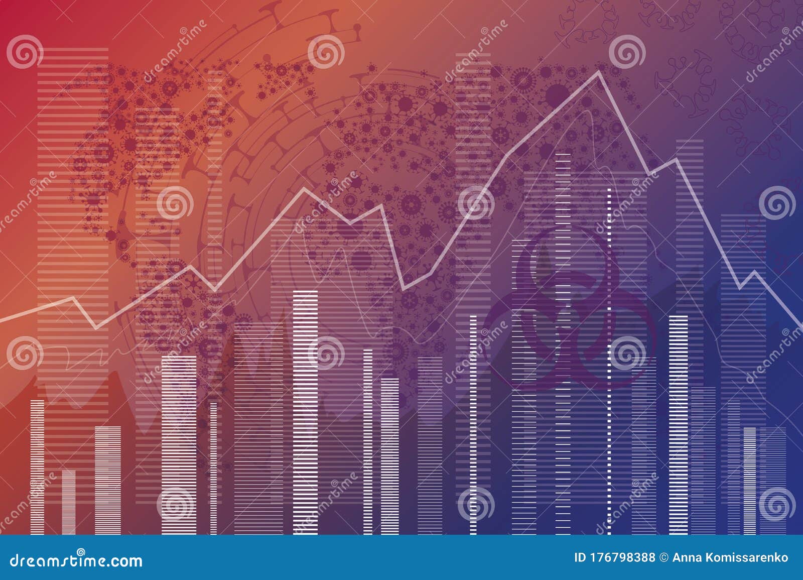 World Virus Outbreak Trends and Charts Background Stock Vector ...