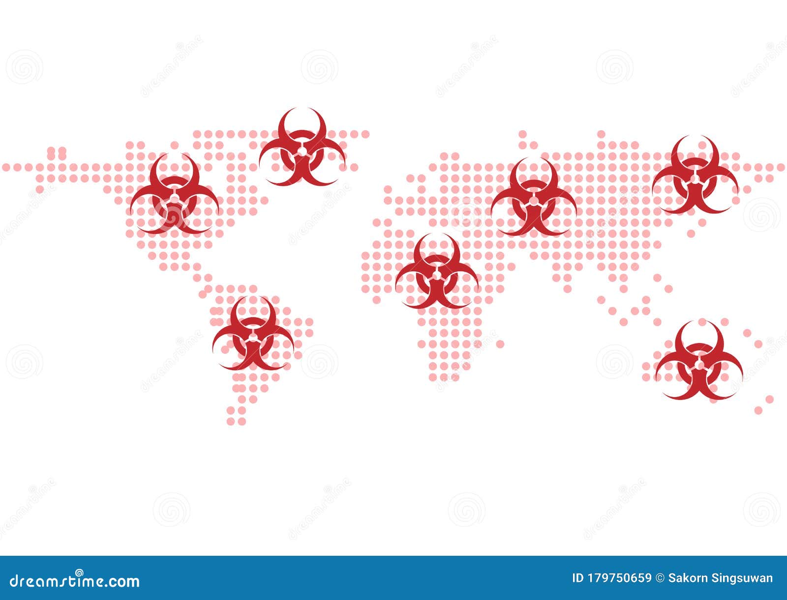 Vector Biohazard Stop COVID-19 World Globe Vector Map. Illustration ...