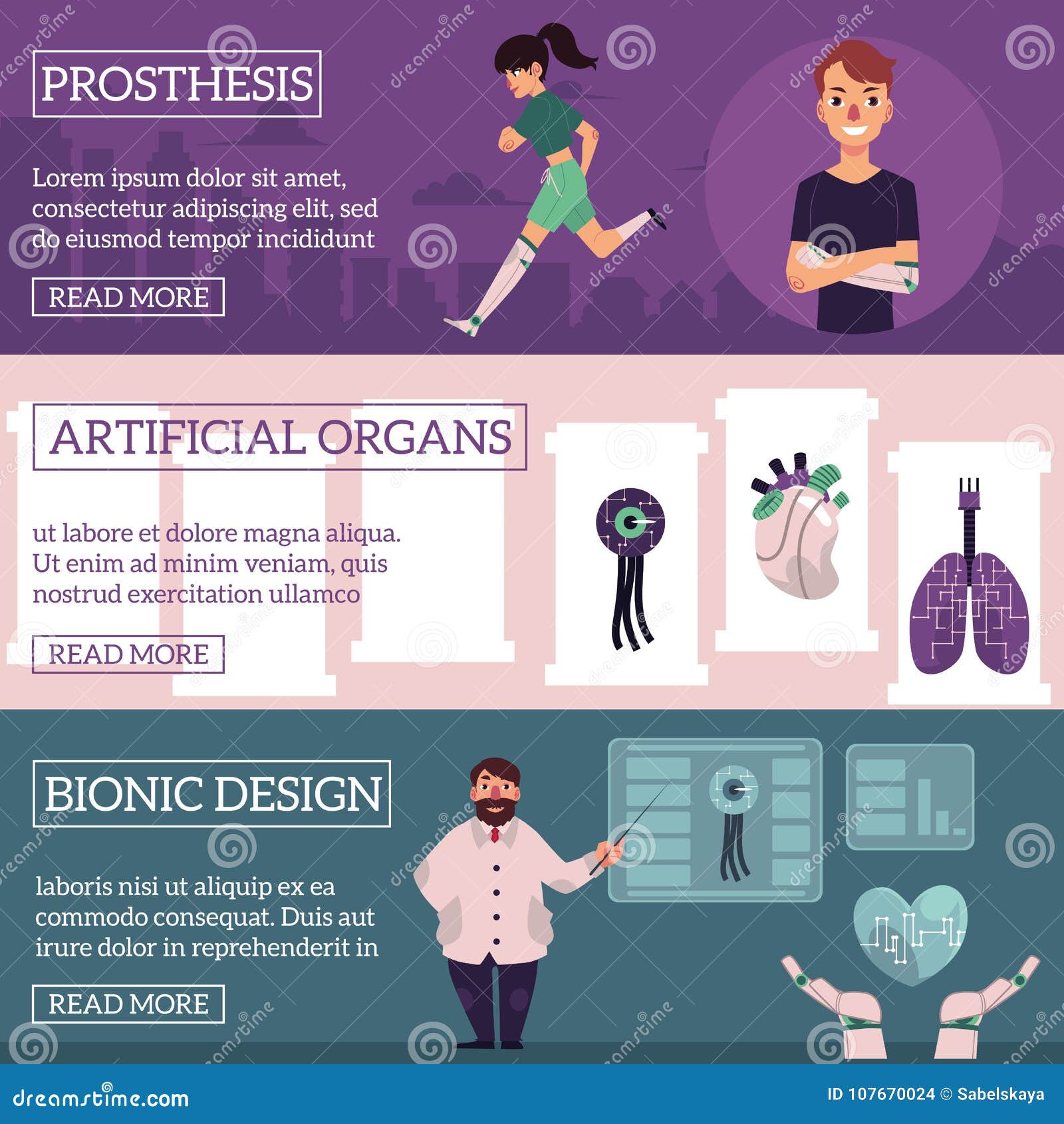 Vector Bionic Organs Infographic Posters Set Stock Vector ...