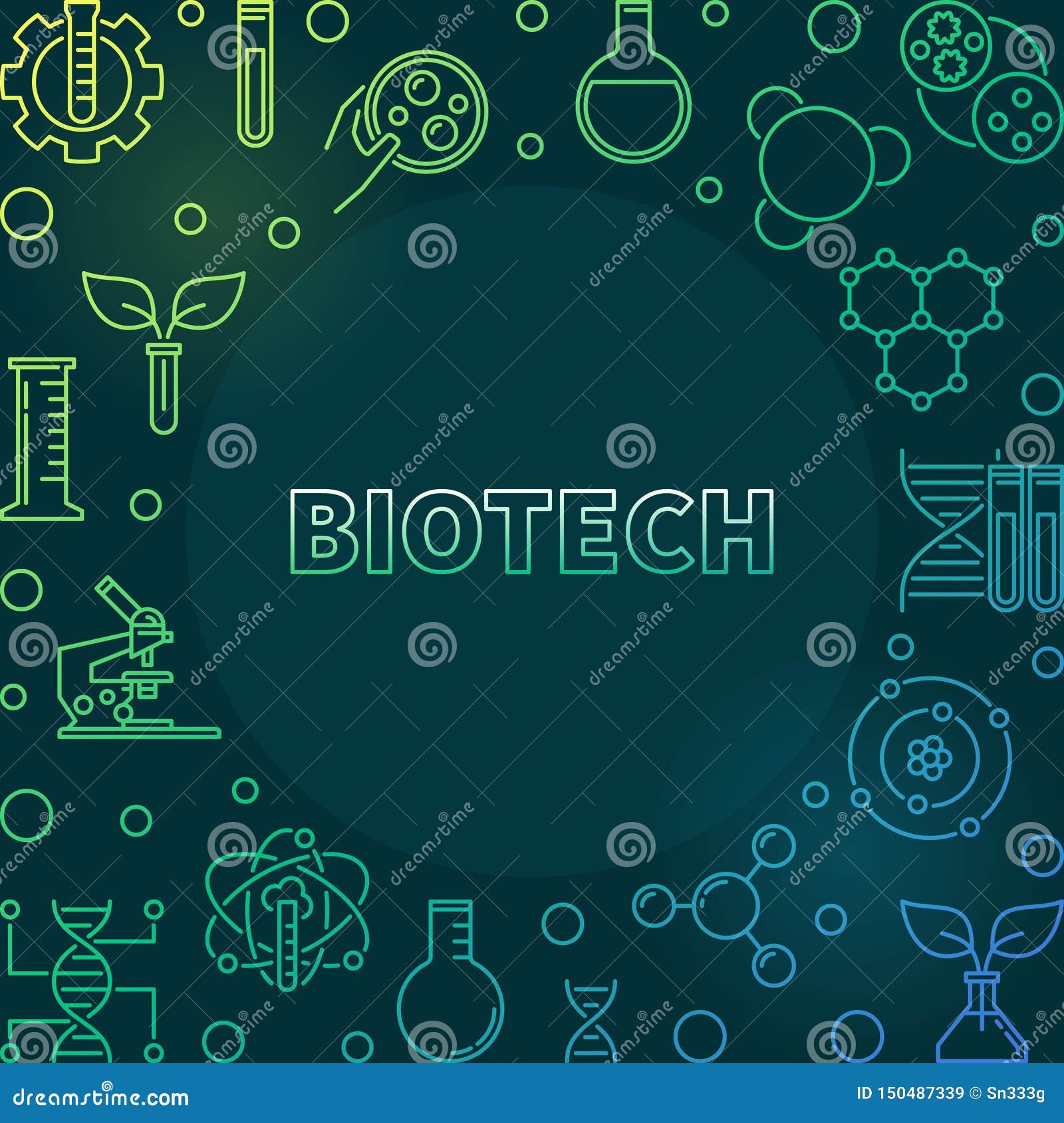 Biotech Colorful Square Outline Frame Or Illustration Cartoon Vector ...