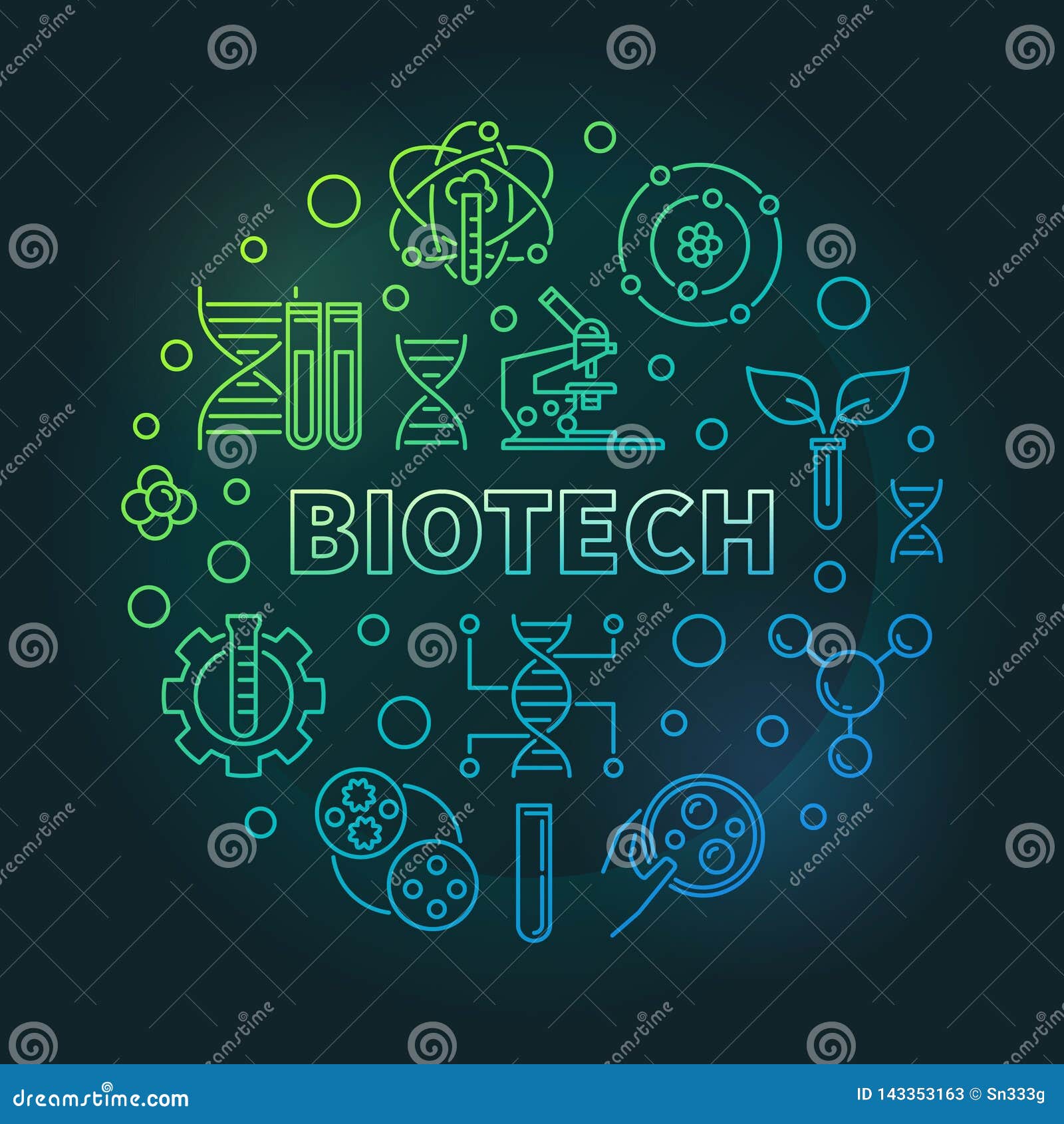 Biotech Colorful Square Outline Frame Or Illustration Cartoon Vector ...