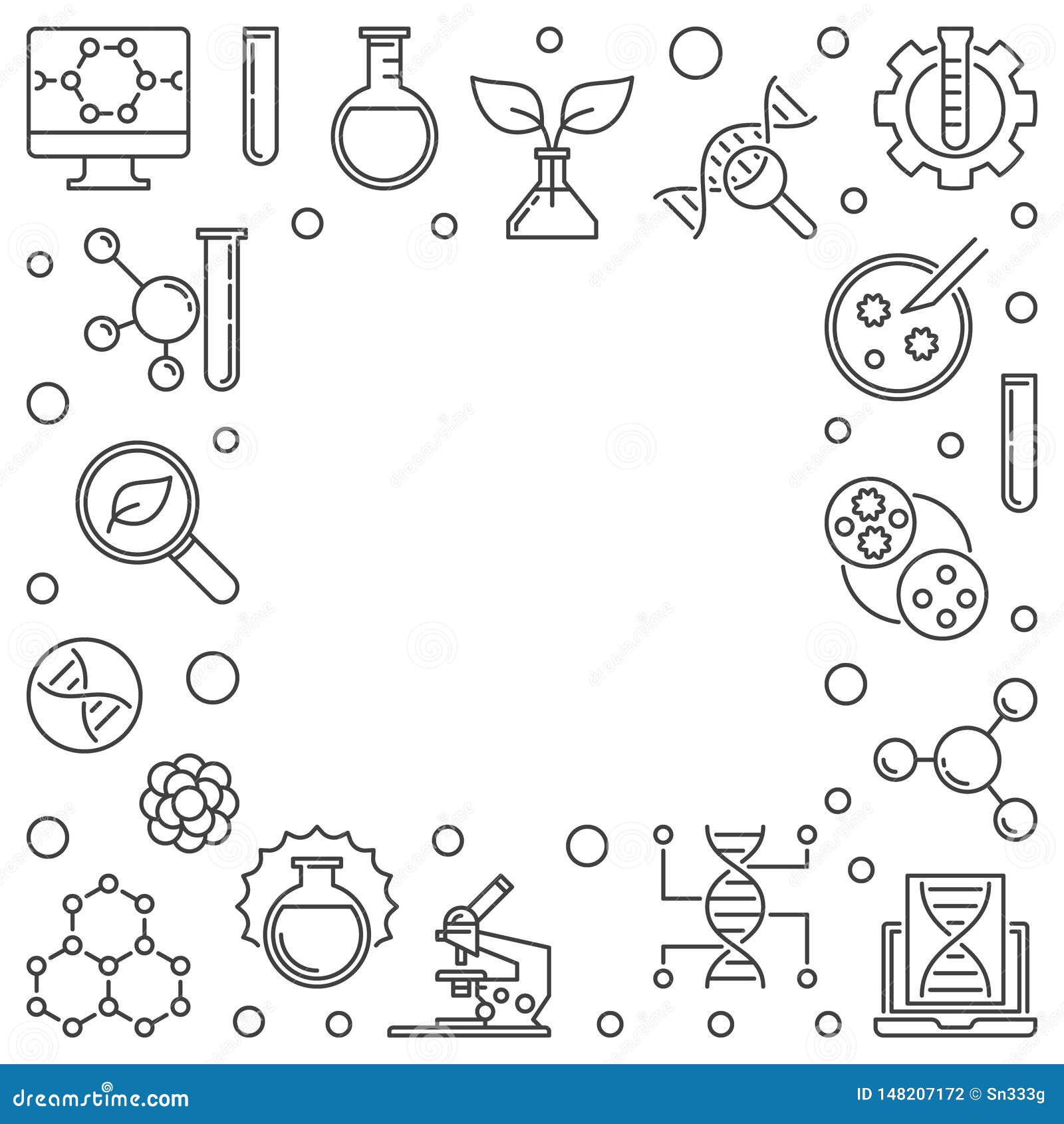 BioTech Linear Icons Set. Genomics, Bioreactors, Proteomics, Gene ...