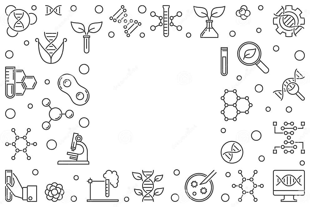 Vector Biotechnology or Biotech Outline Horizontal Frame Stock Vector ...