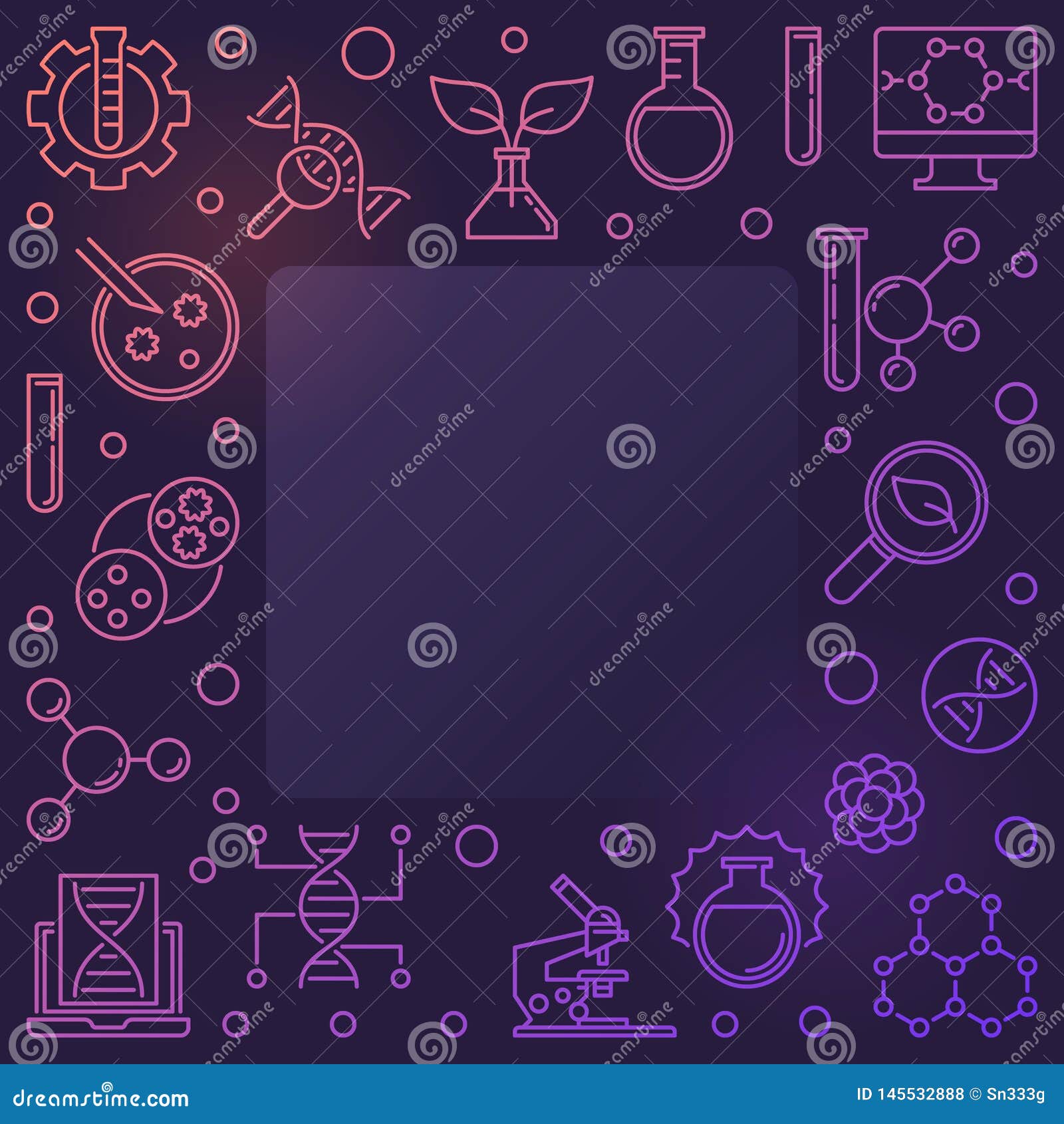Biotech Colorful Square Outline Frame Or Illustration Cartoon Vector ...