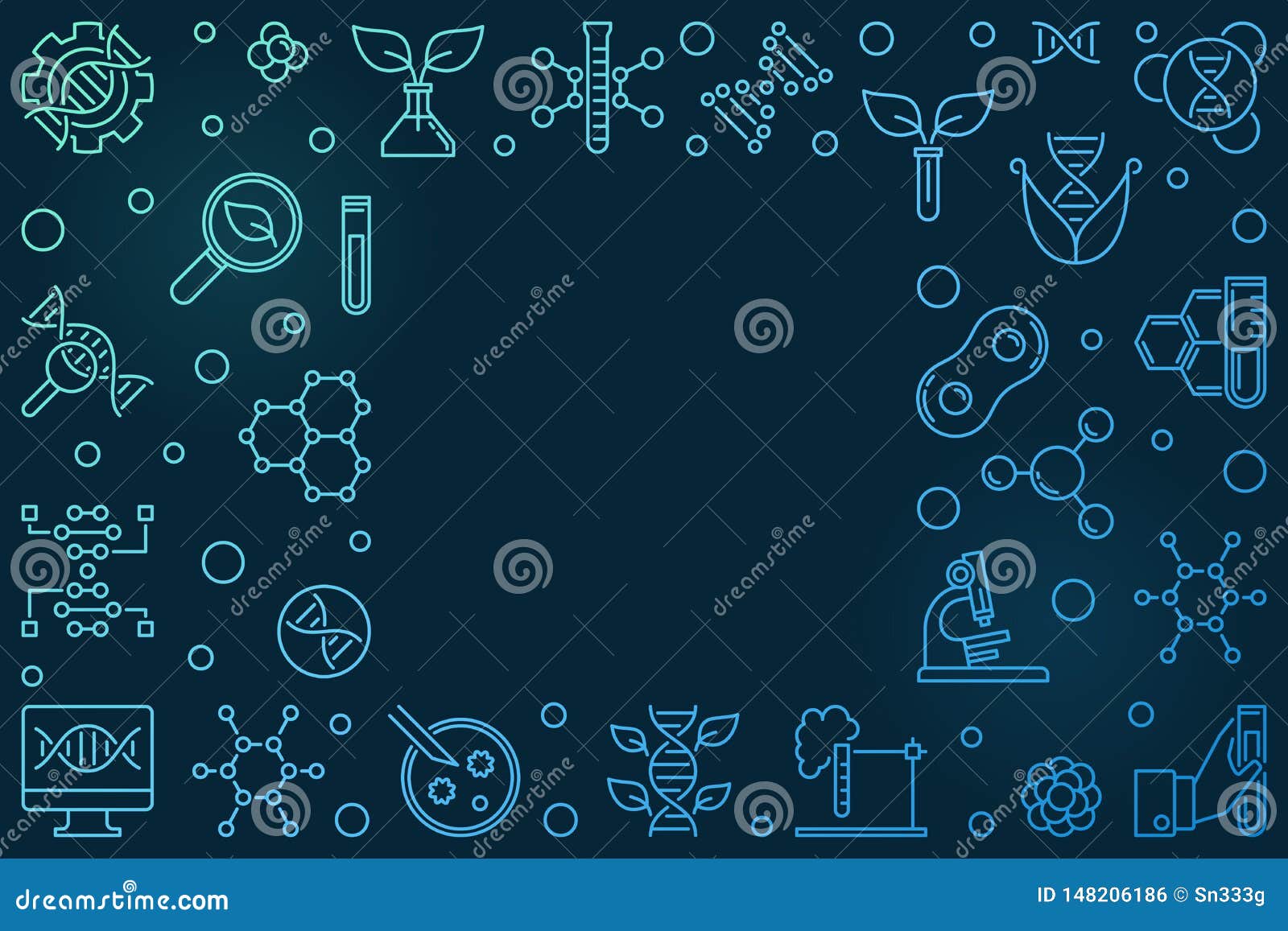 Biotech Colorful Square Outline Frame Or Illustration Cartoon Vector ...