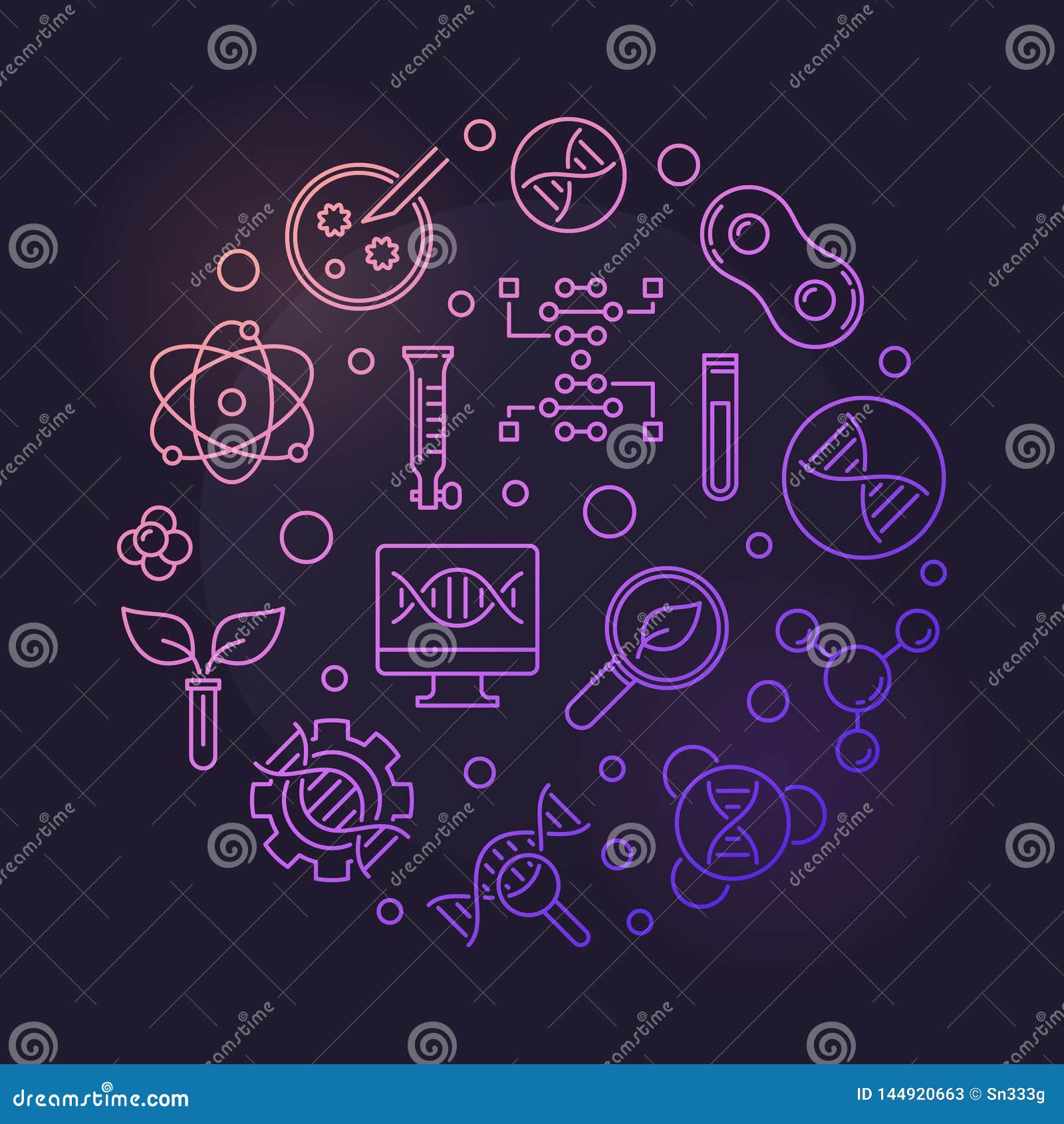 Biotech Colorful Square Outline Frame Or Illustration Cartoon Vector ...