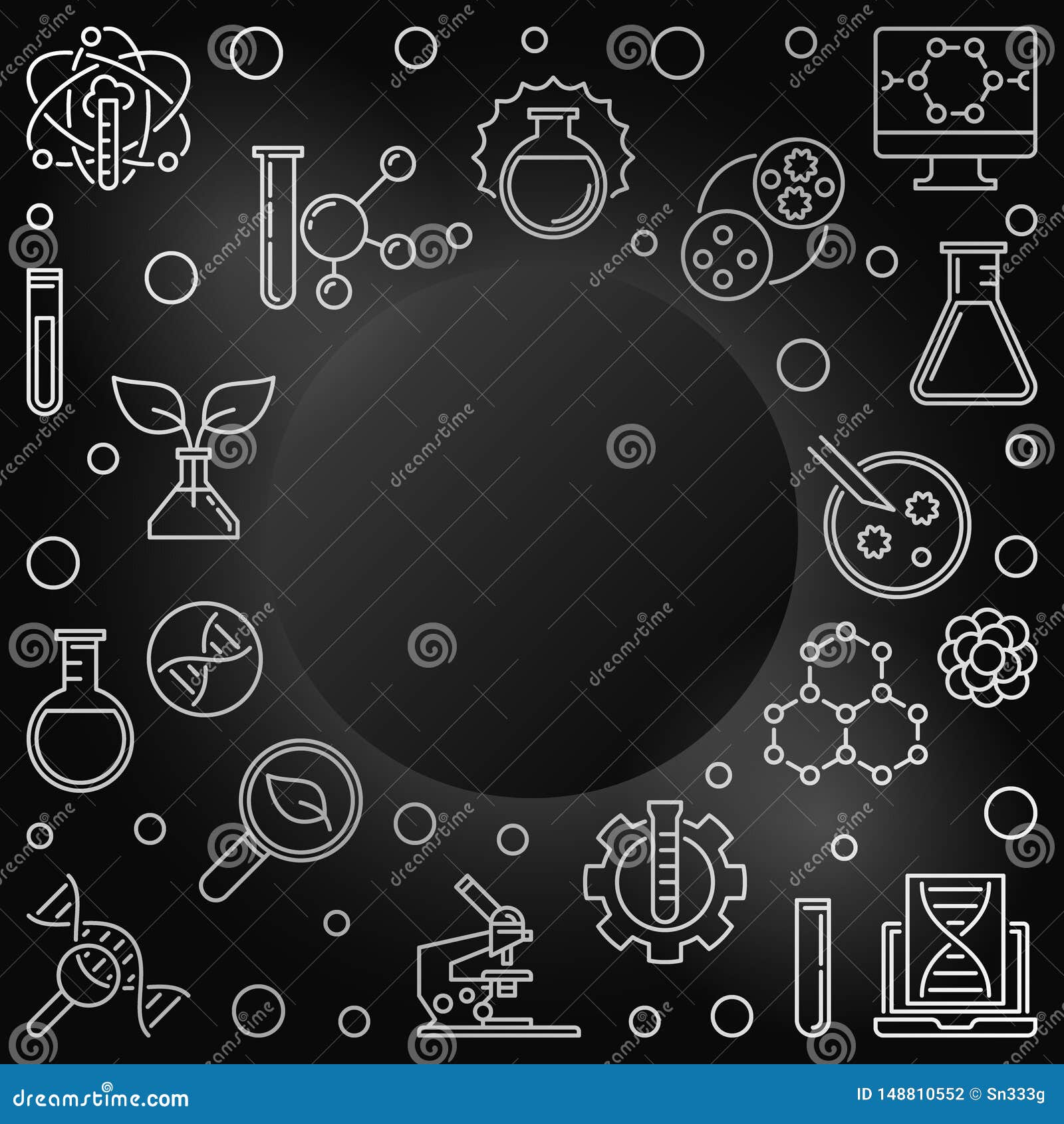 Vector Biotechnology Outline Frame - Biotech Illustration Stock Vector ...