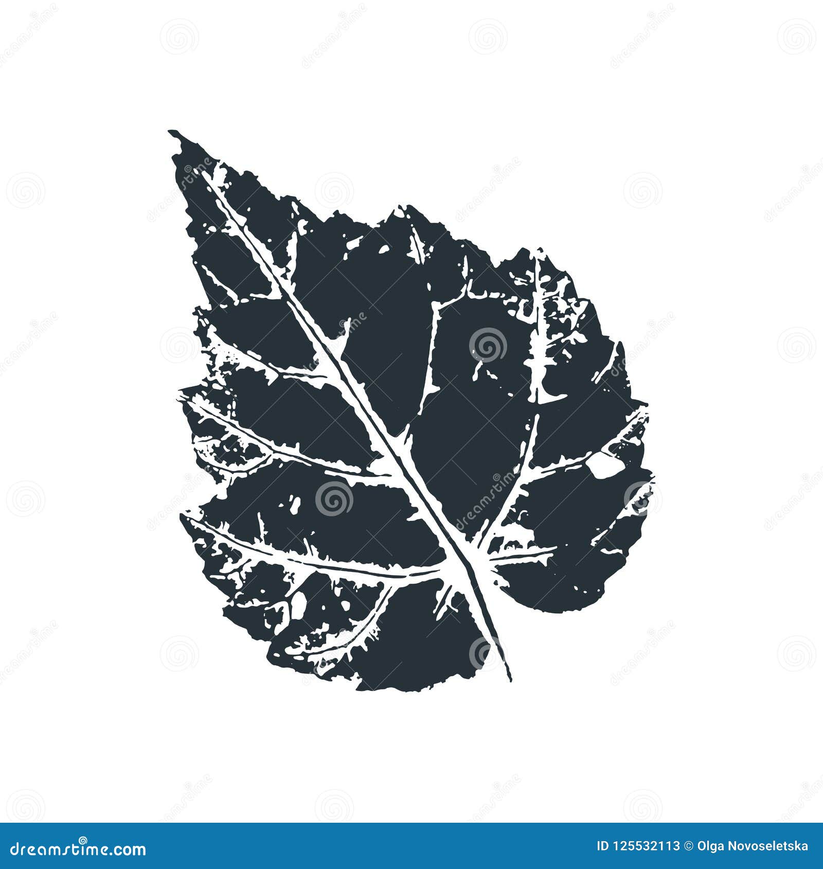 Vector Birch Leaf Print. Inkprinted Leaves of the Trees on Paper Stock ...