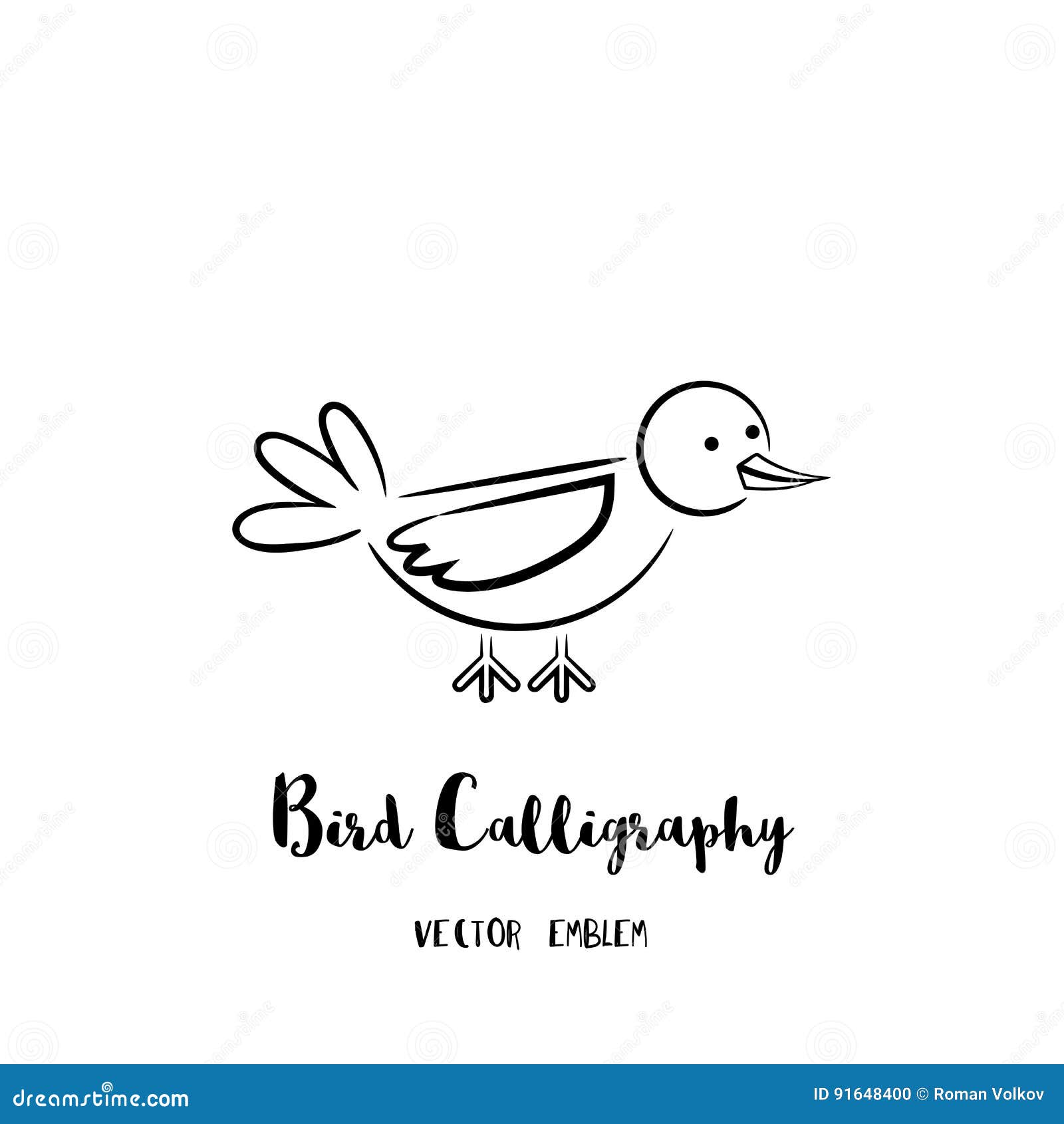 Vector Bird Calligraphy Emblem Stock Vector - Illustration of circus ...