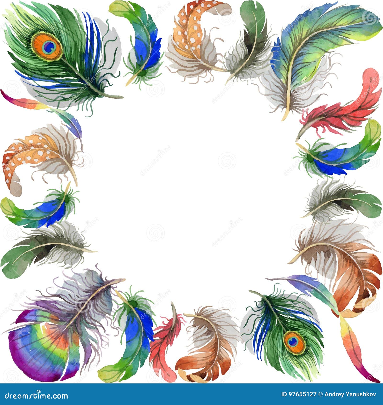 Vector Bird Feather Frame from Wing. Stock Vector - Illustration of ...