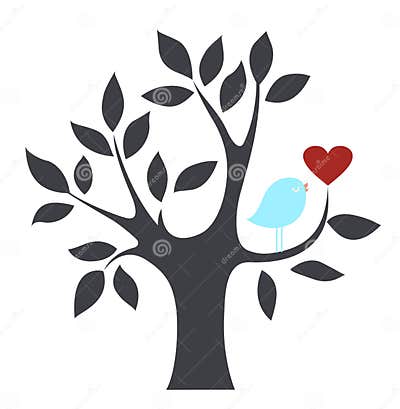 Vector bird and tree stock vector. Illustration of pretty - 8161698