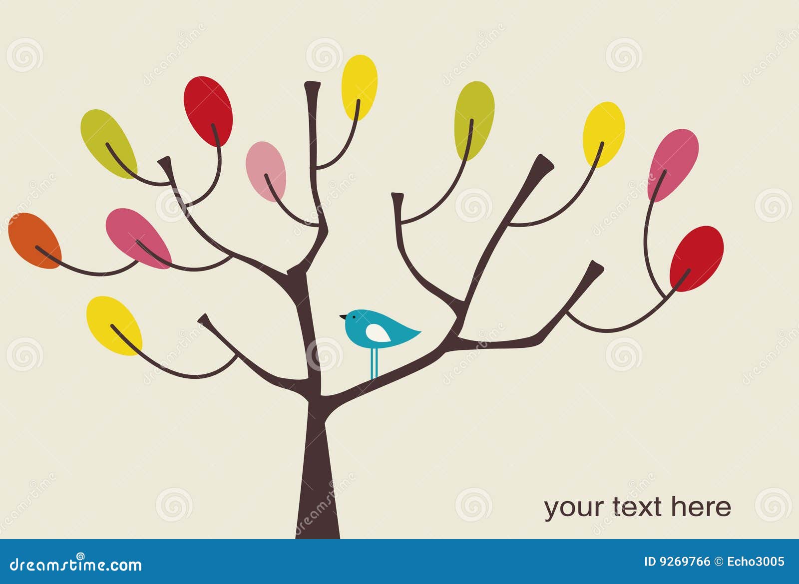 Vector bird and tree stock vector. Illustration of greeting - 9269766