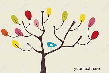 Vector bird and tree stock vector. Illustration of greeting - 9269766
