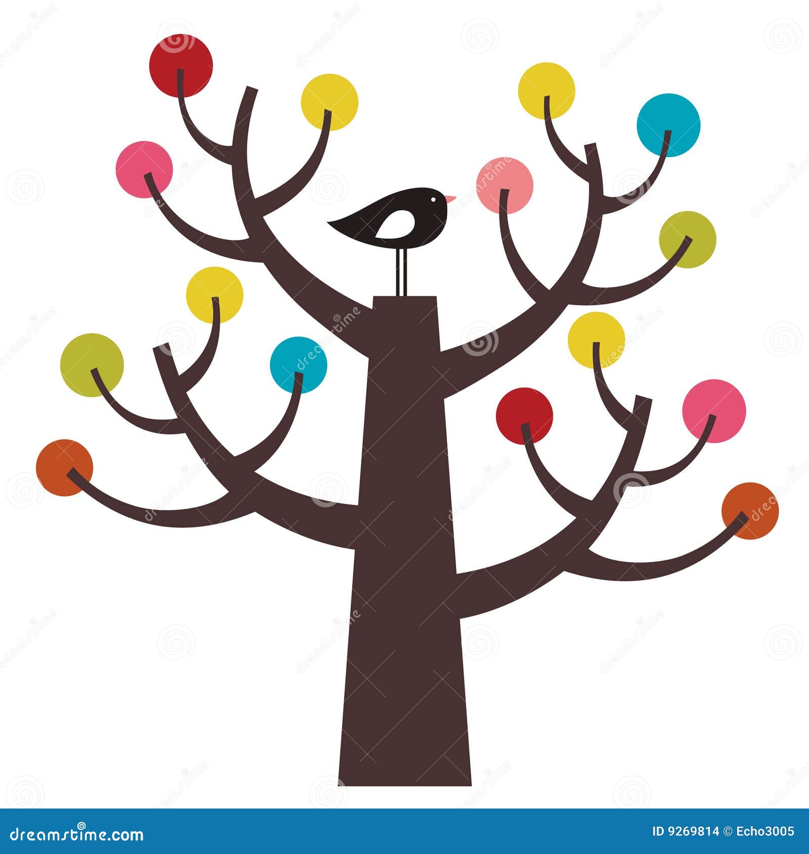 Vector bird and tree stock vector. Illustration of clumsy - 9269814